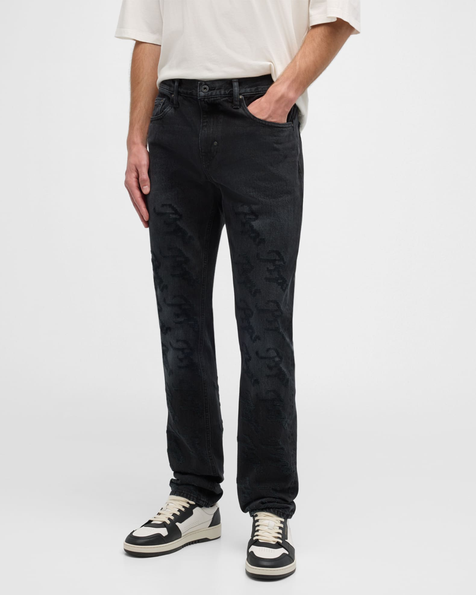 PRPS Men's Laser-Print Logo Jeans | Neiman Marcus