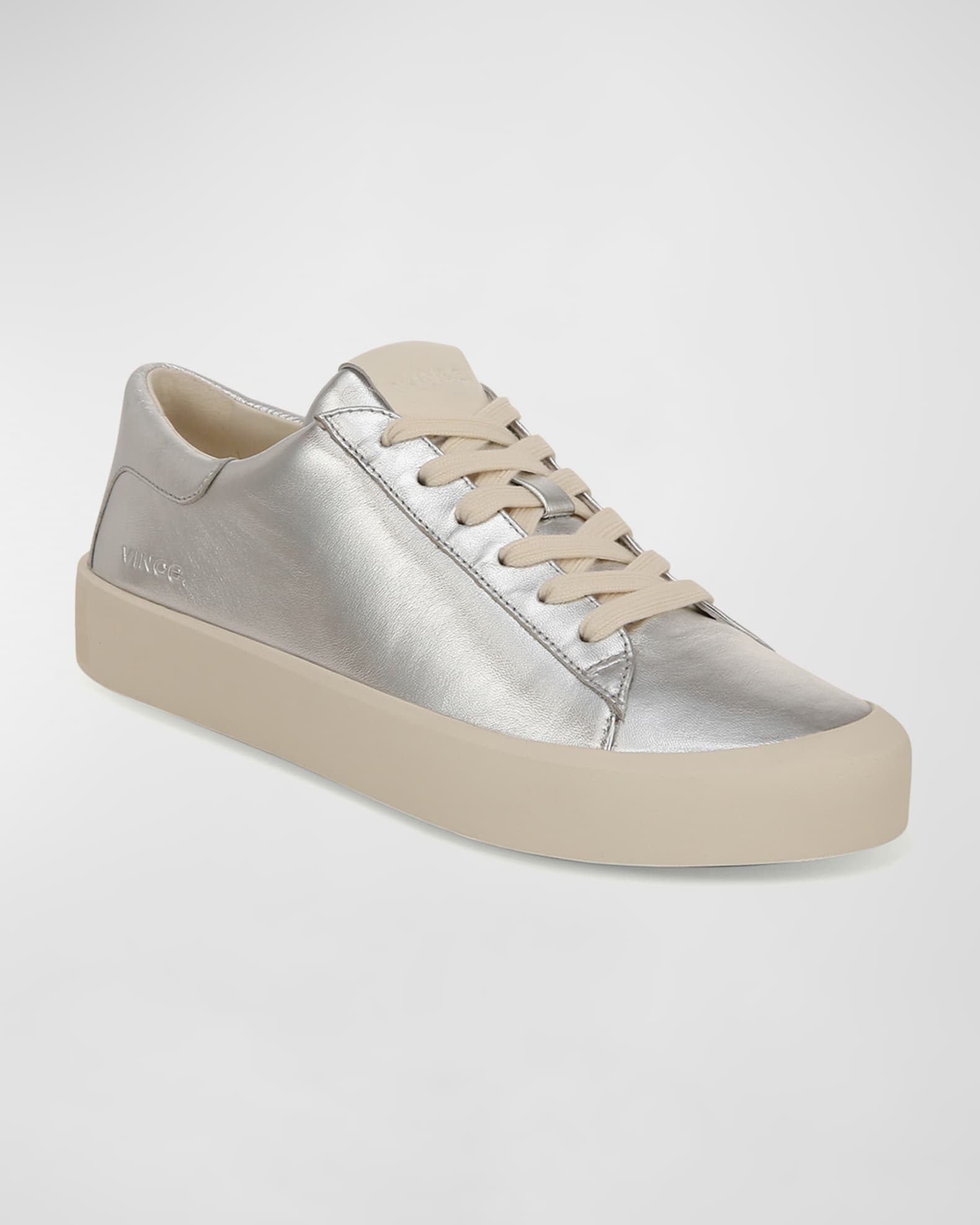 Vince Gabi Metallic Leather Low-Top Sneakers | Neiman Marcus