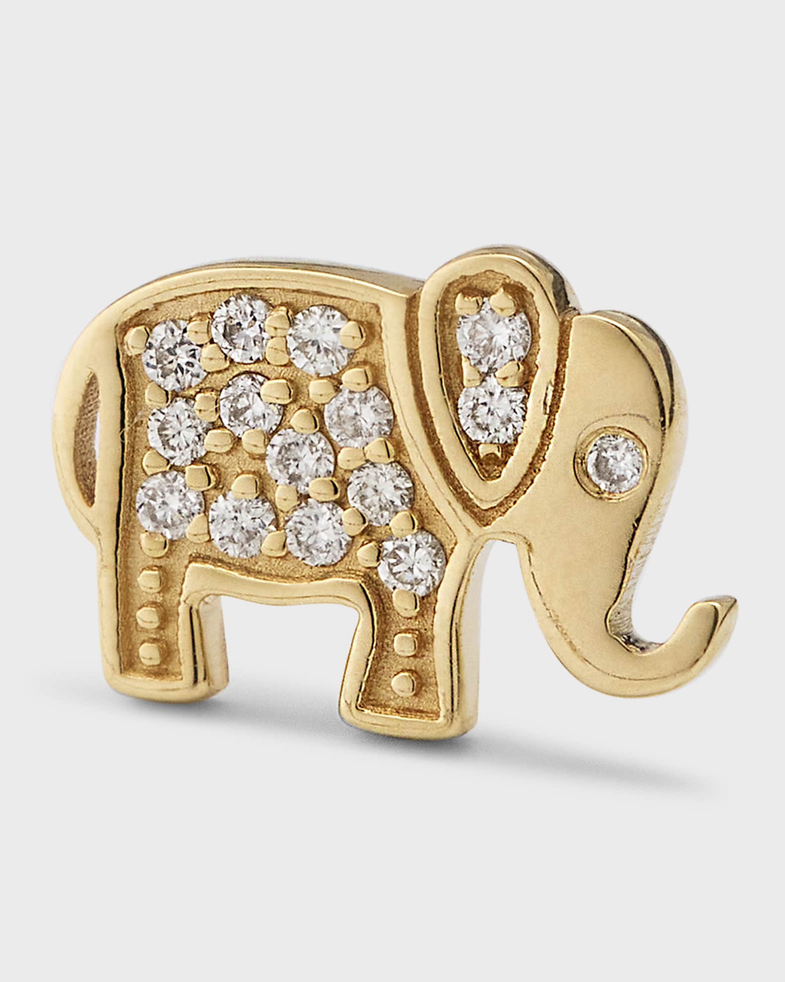 Sydney Evan 14k Yellow Gold Diamond Elephant Stud Earring, Single ...