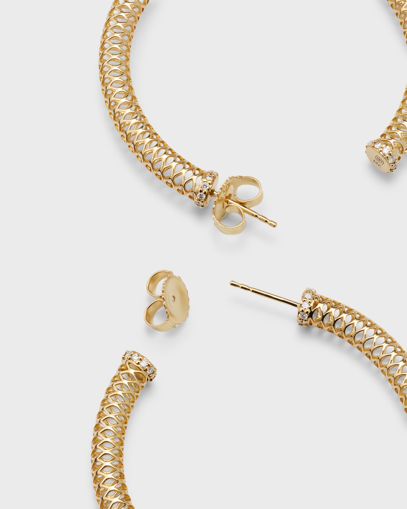 Sydney Evan 14K Yellow Gold Large Fishnet Diamond Tube Hoop Earrings ...