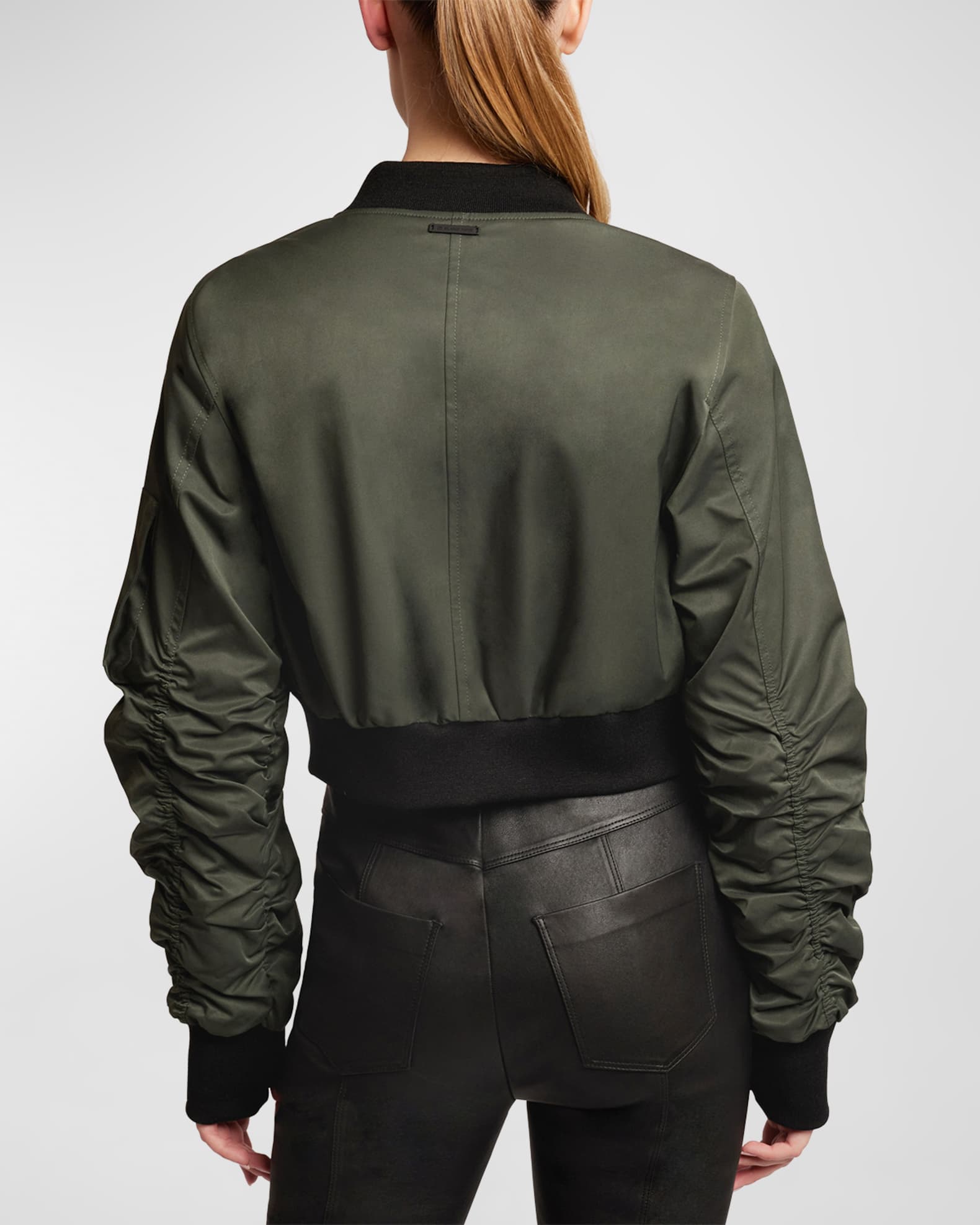 Blanc Noir Bombardier Cropped Bomber Jacket | Neiman Marcus