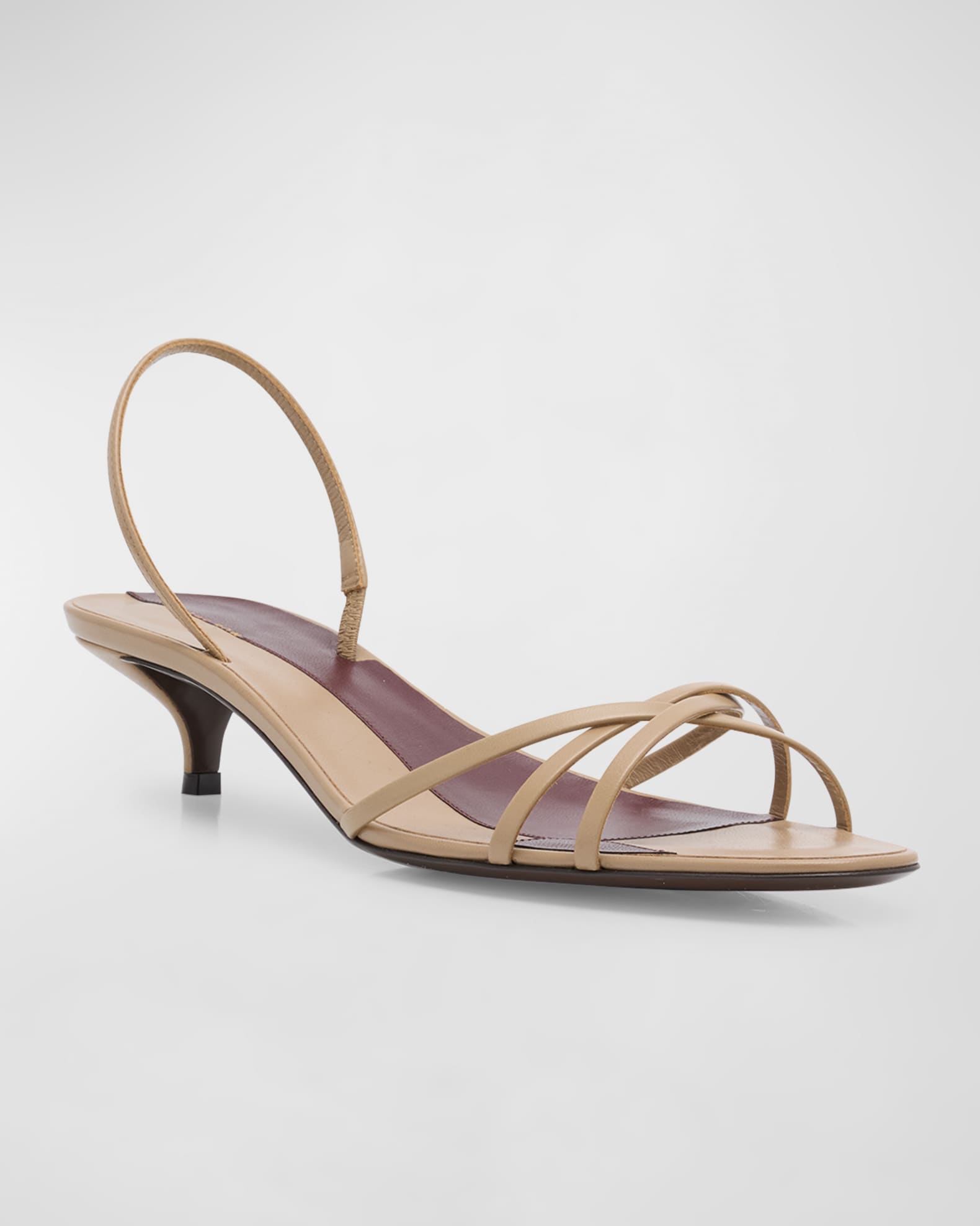 THE ROW Harlow Strappy Kitten-Heel Slingback Sandals | Neiman Marcus