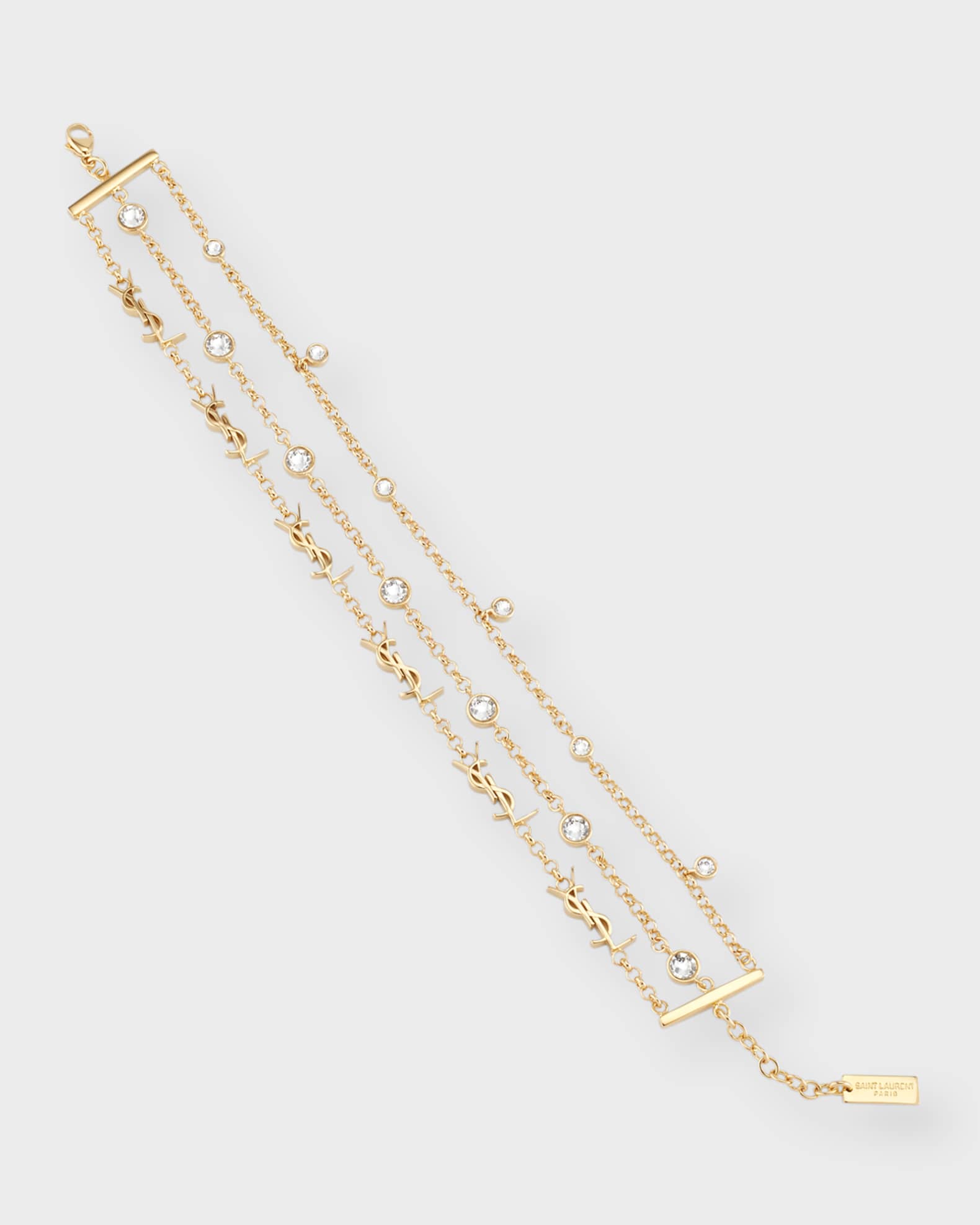 Saint Laurent YSL Rhinestone Multi Chain Bracelet | Neiman Marcus
