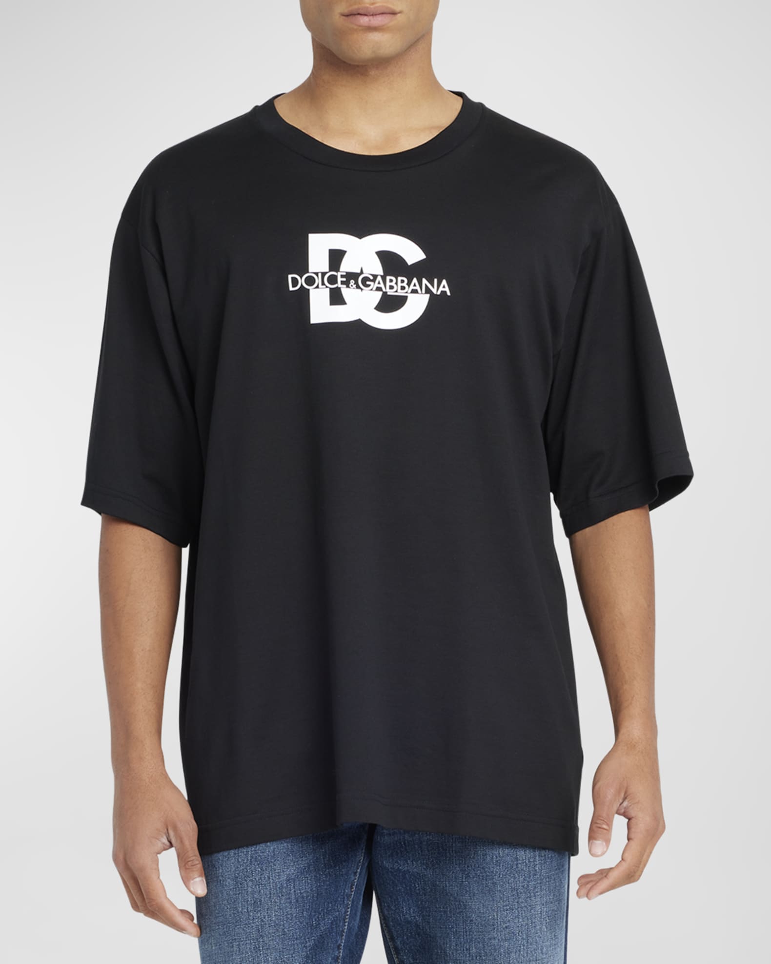 Dolce&Gabbana Men's Rubberized DG Logo T-Shirt | Neiman Marcus