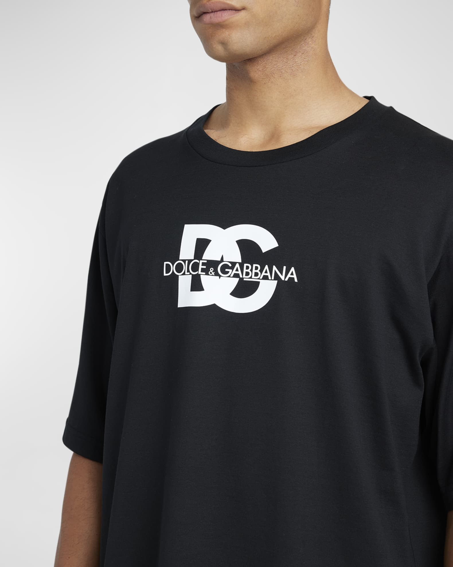 Dolce&Gabbana Men's Rubberized DG Logo T-Shirt | Neiman Marcus