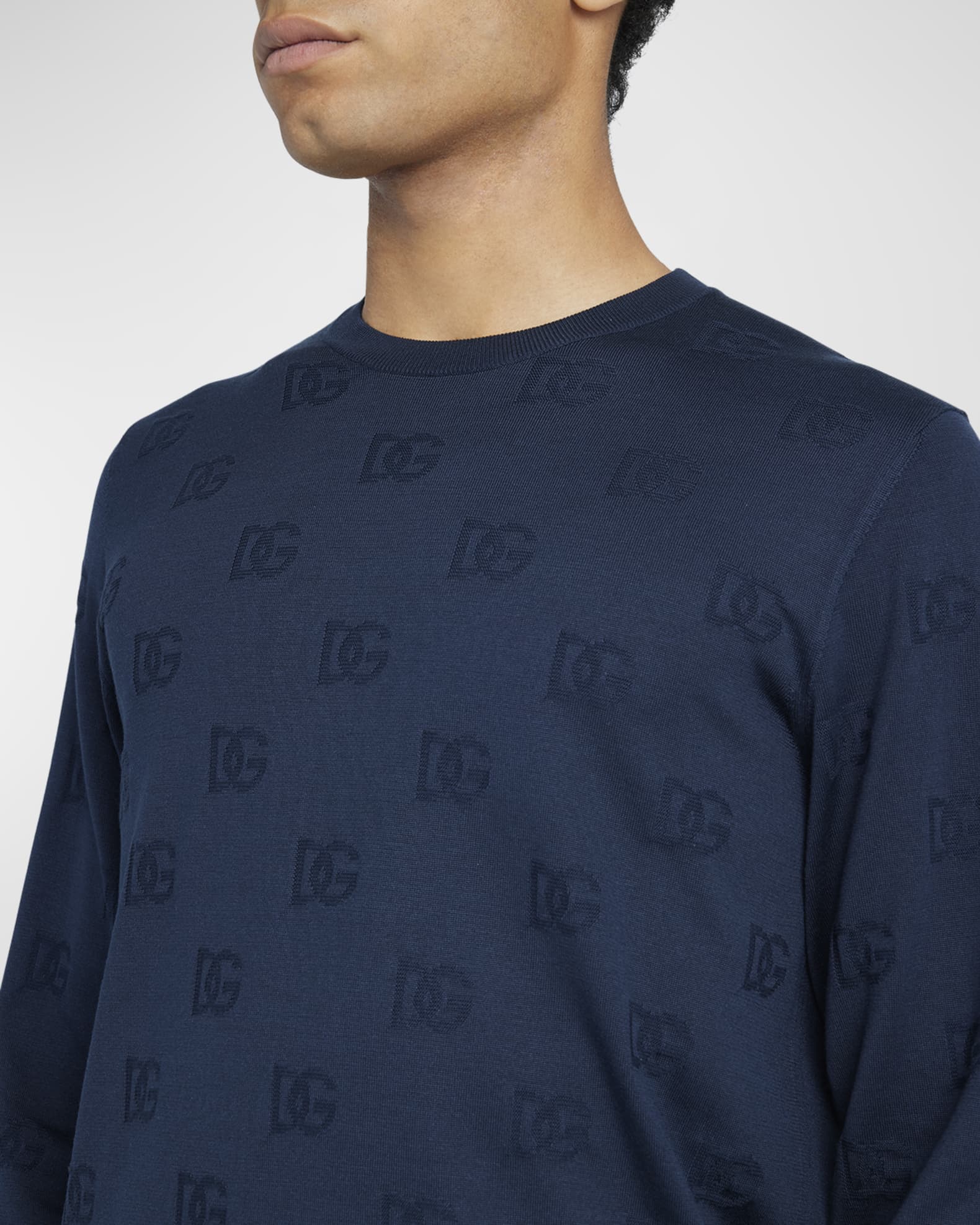 Dolce&Gabbana Men's DG Jacquard Silk Sweater | Neiman Marcus