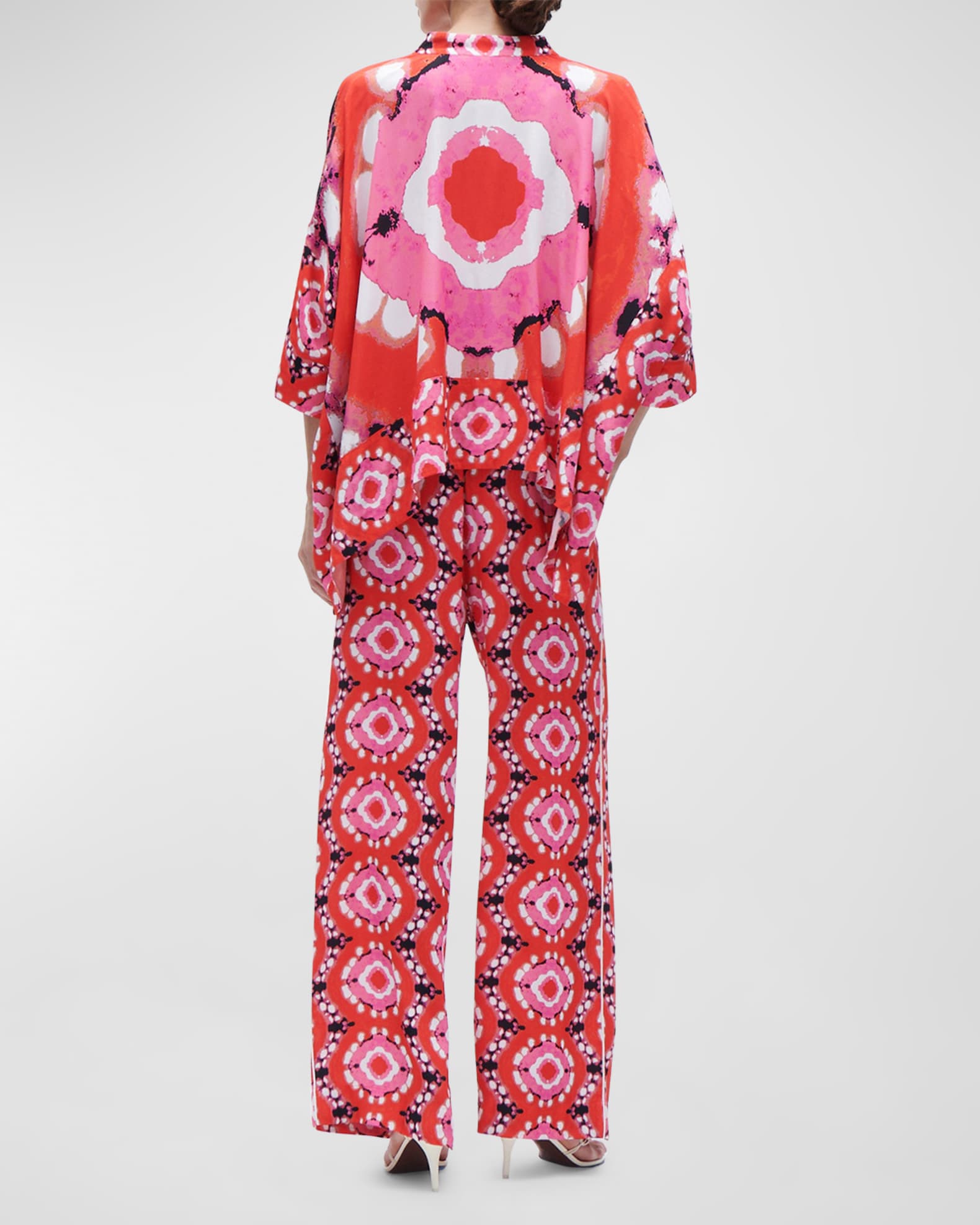 Figue Charlotte Abstract-Print Pleated Wide-Leg Pull-On Pants | Neiman ...