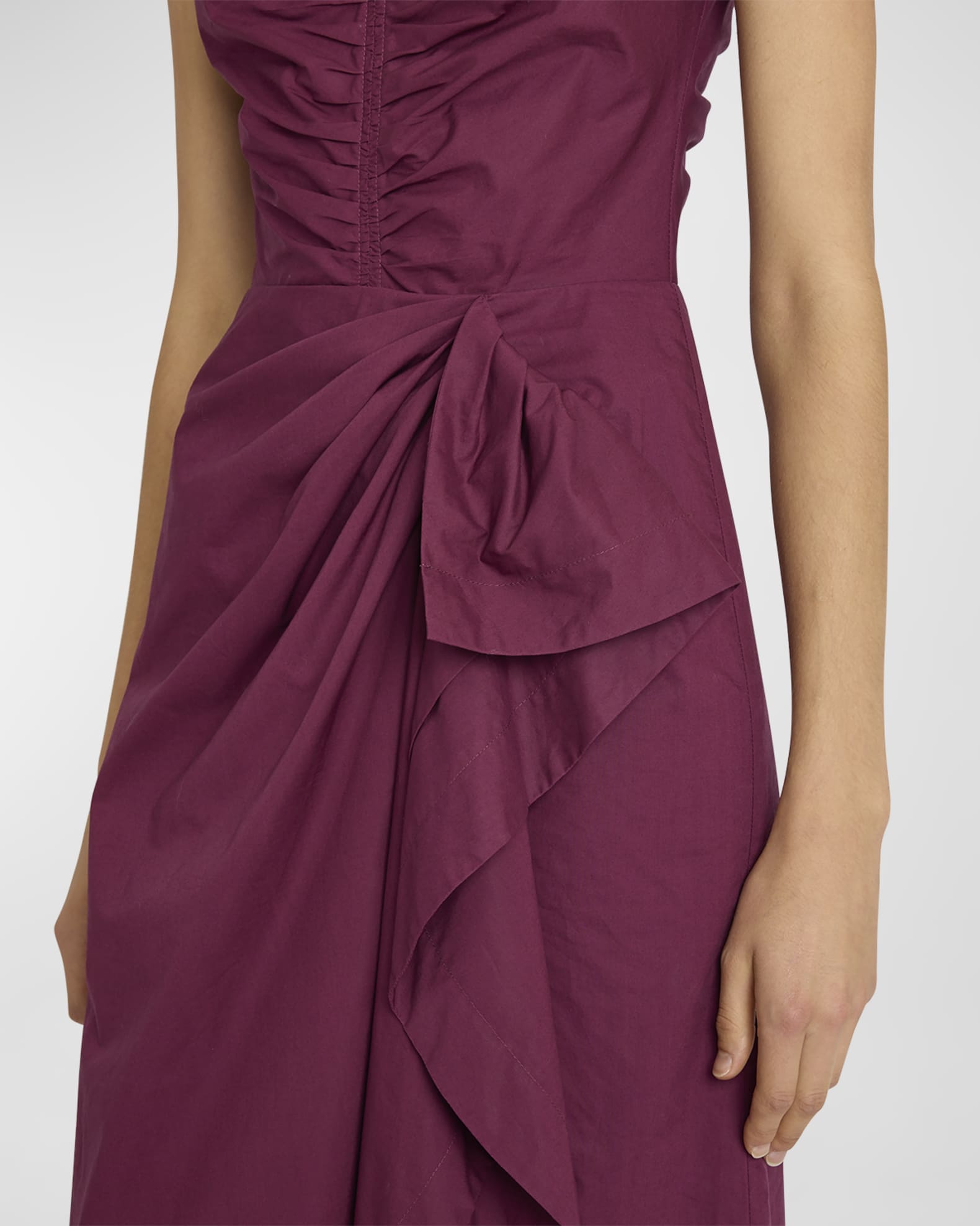 Ulla Johnson Edlyn Draped Ruffle Sleeveless Midi Poplin Dress | Neiman ...