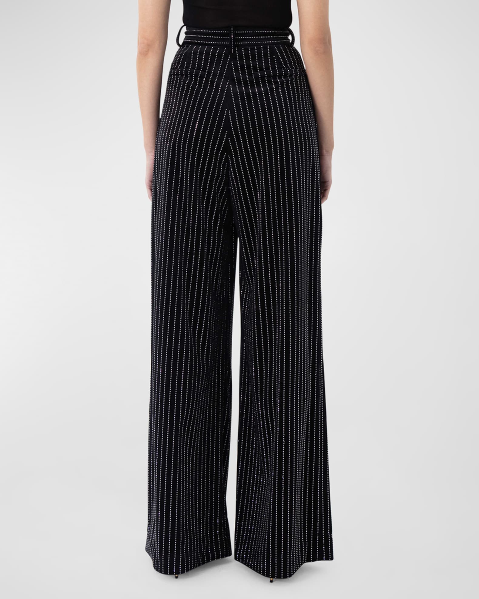 Ronny Kobo Brinkley High-Rise Pinstripe Velvet Wide-Leg Pants | Neiman ...