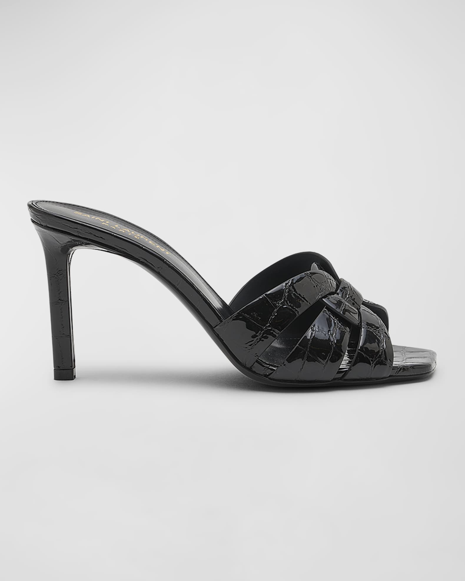 Saint Laurent Tribute Croco Slide Mule Sandals | Neiman Marcus Saint Laurent Tribute Croco Slide Mule Sandals | Neiman Marcus