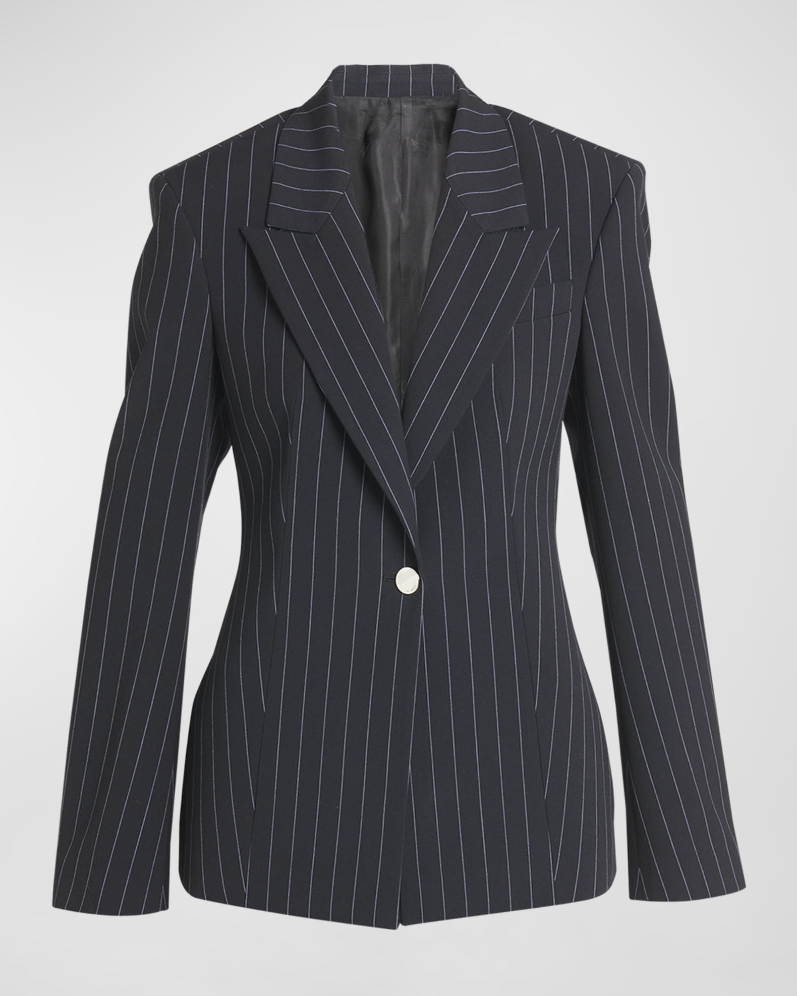 The Attico Pinstripe Single-Breasted Blazer Jacket | Neiman Marcus