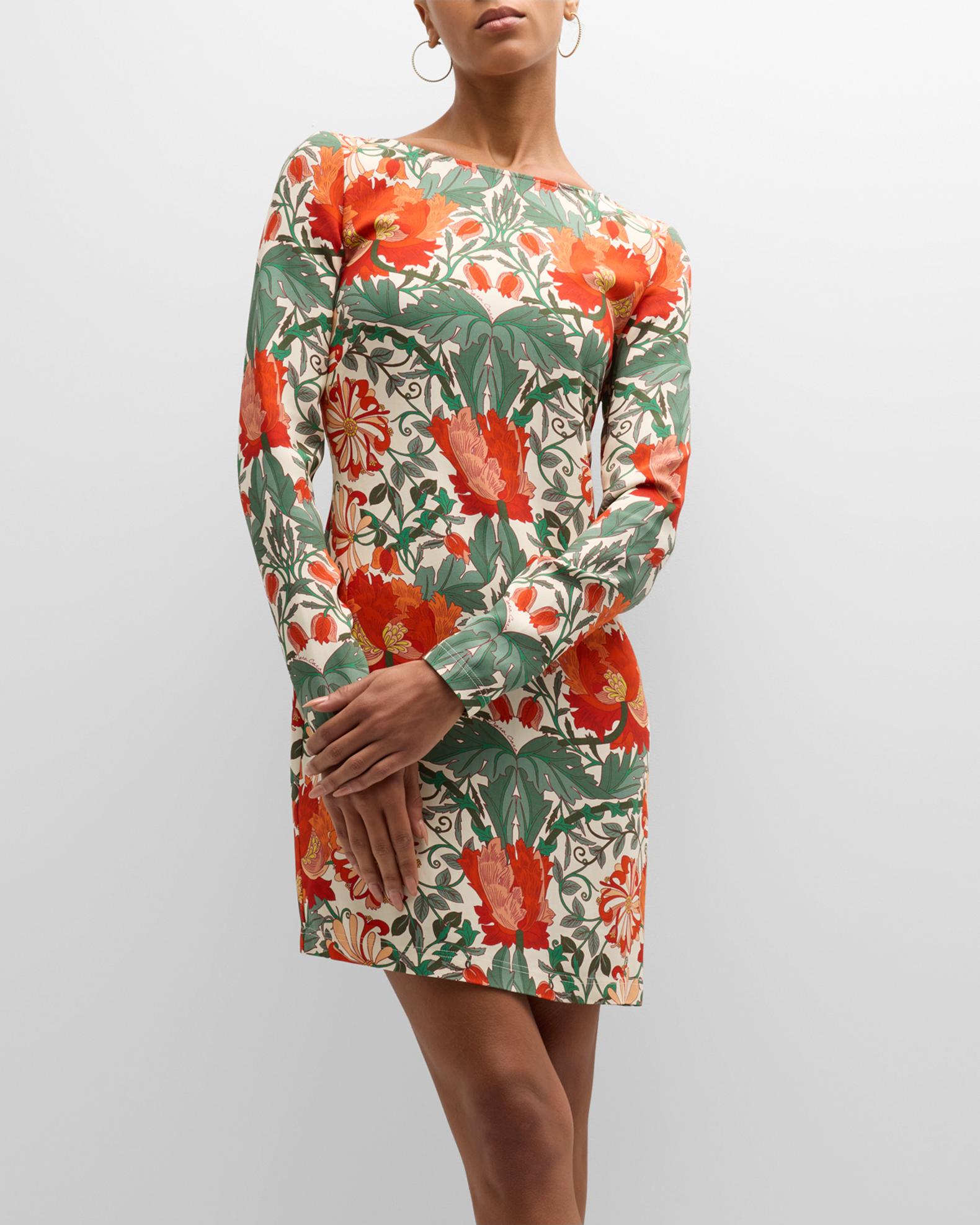 Cara Cara Amaya Floral Sheath Scoop-Back Mini Dress | Neiman Marcus