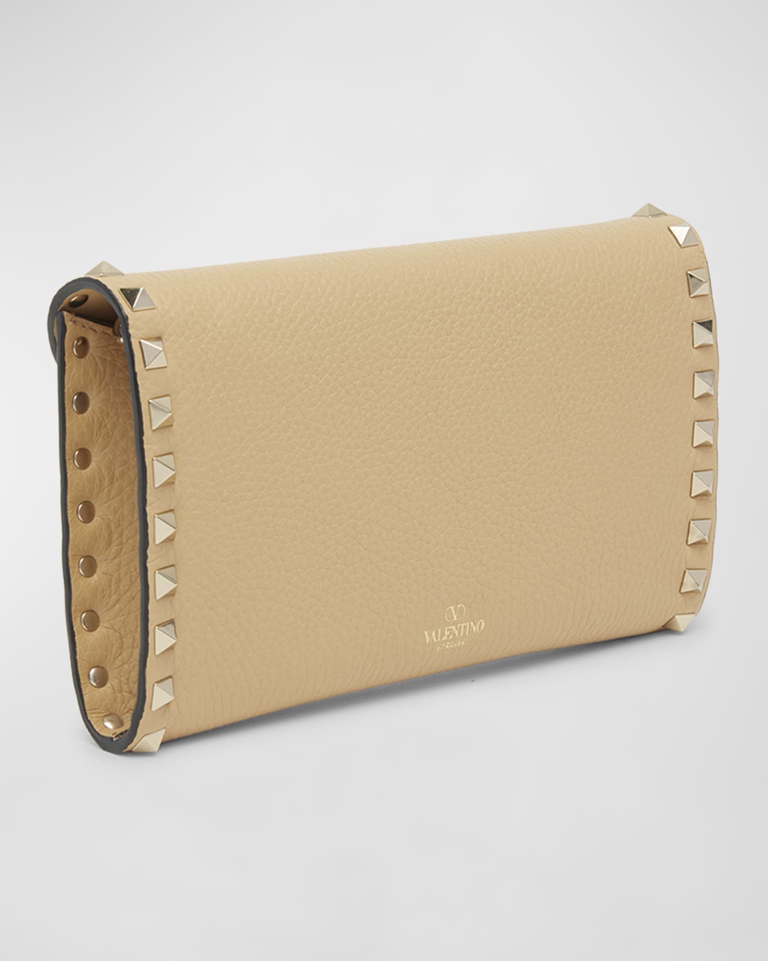 Valentino Garavani Rockstud Flap Leather Wallet on Chain | Neiman Marcus