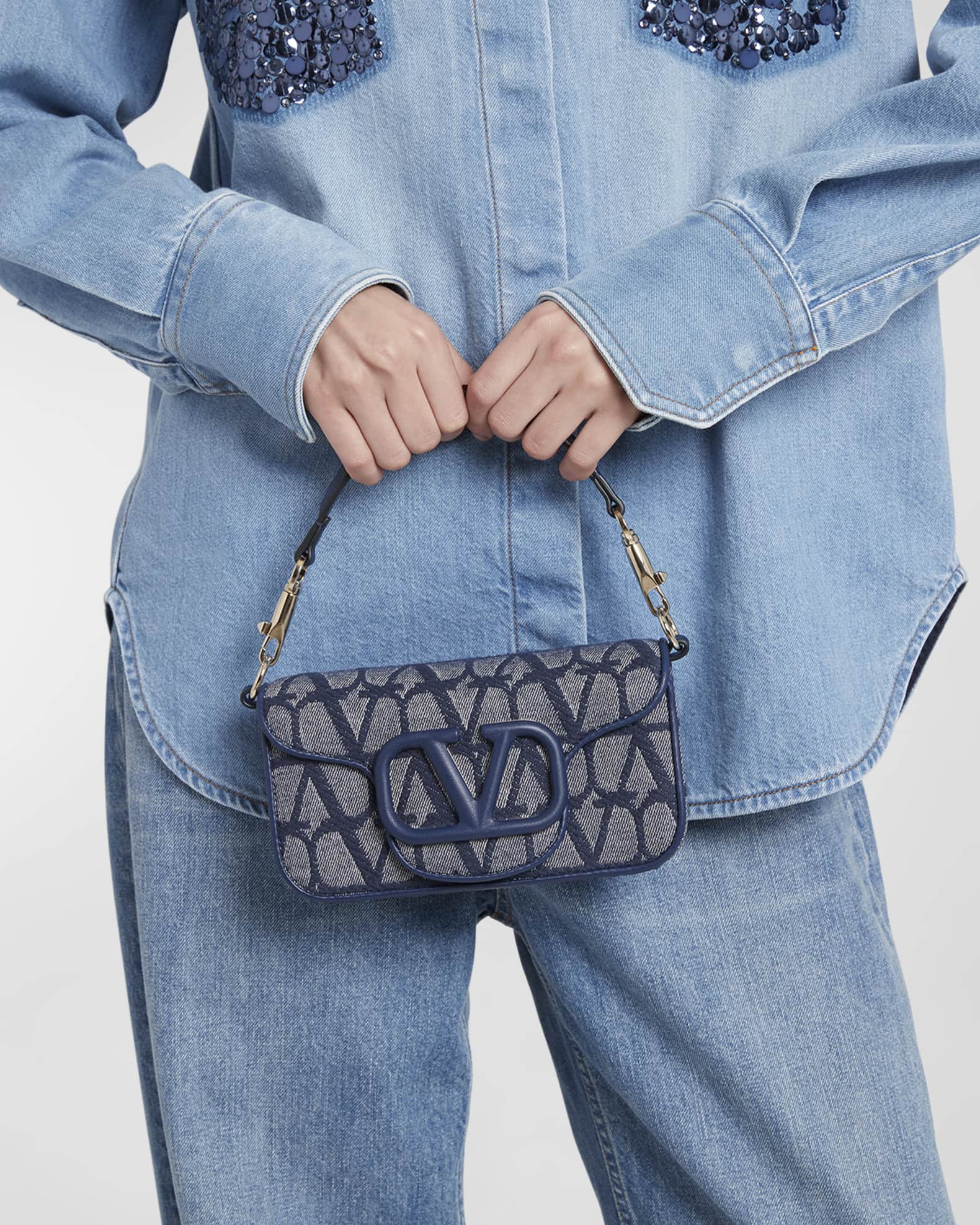Valentino Garavani Loco Small Iconographe Denim Shoulder Bag | Neiman ...