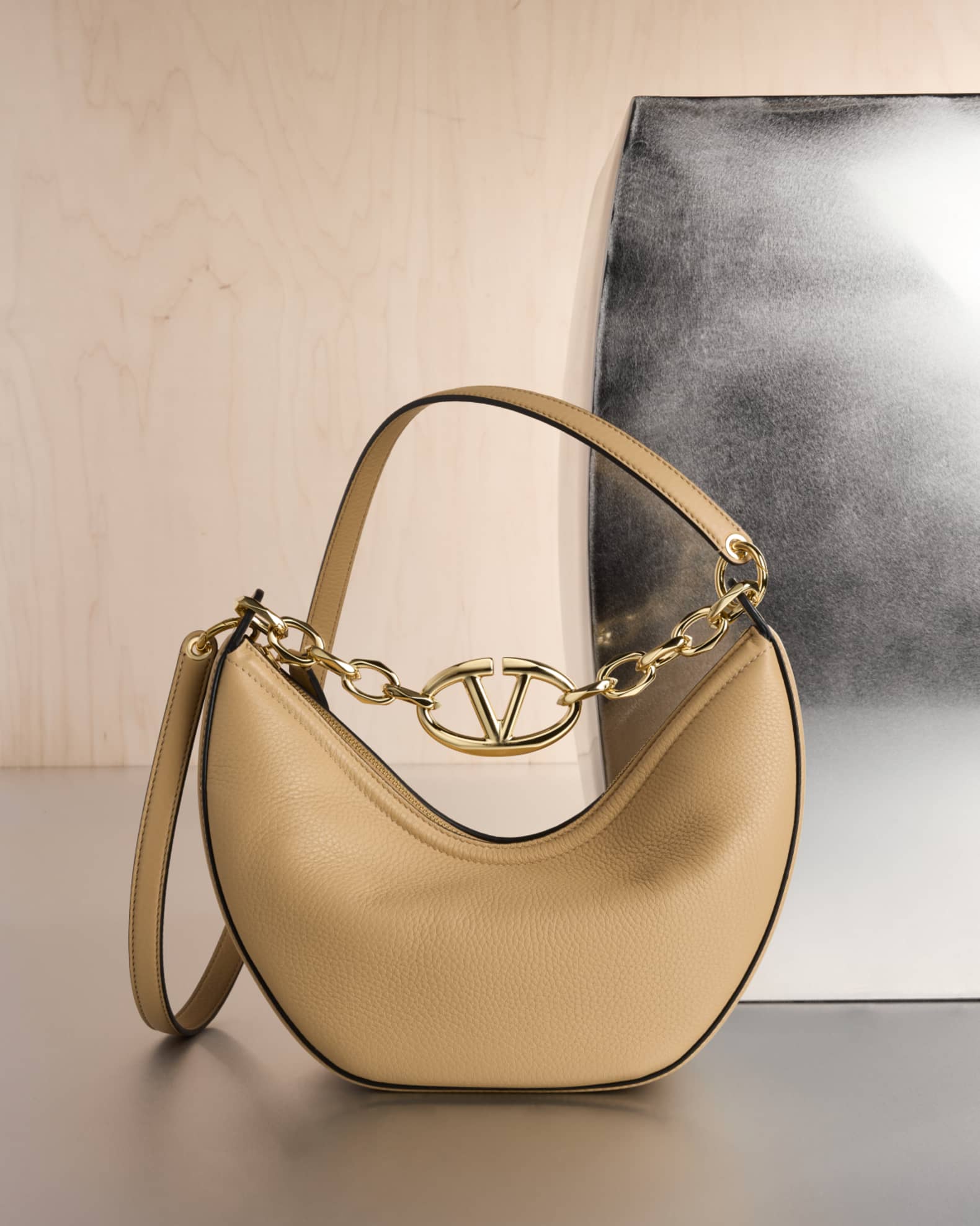 Valentino Garavani Small VLOGO Moon Hobo Bag | Neiman Marcus