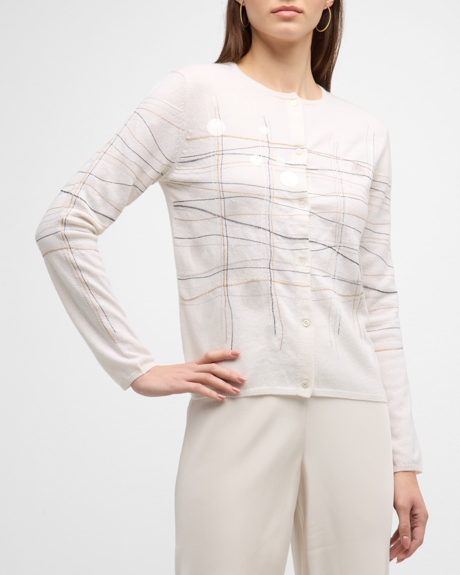 TSE Cashmere Cashmere Embroidered Sequin Cardigan | Neiman Marcus