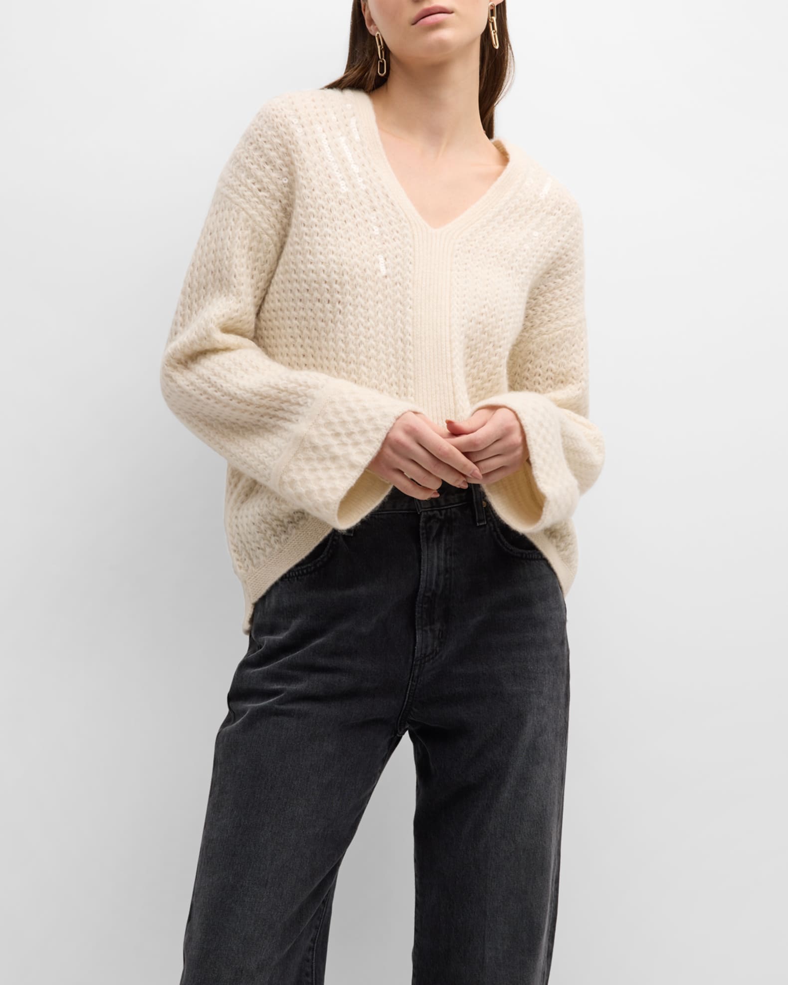 TSE Cashmere Silk-Cashmere Sequined Tunic | Neiman Marcus