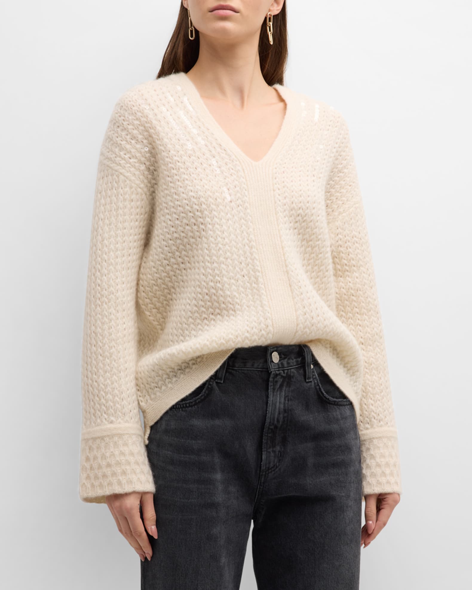 TSE Cashmere Silk-Cashmere Sequined Tunic | Neiman Marcus