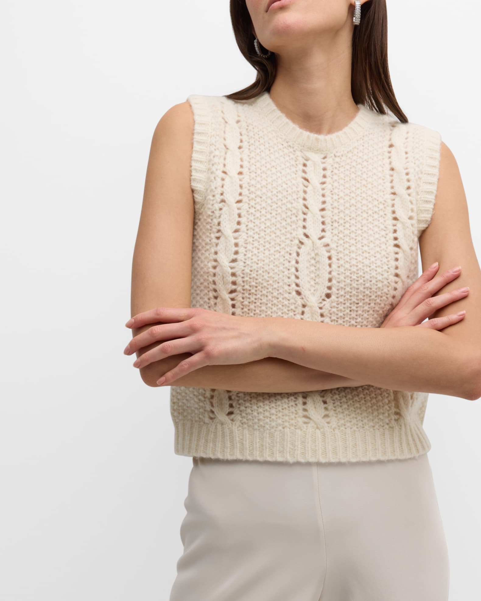 TSE Cashmere Cashmere Cable-Knit Shell | Neiman Marcus