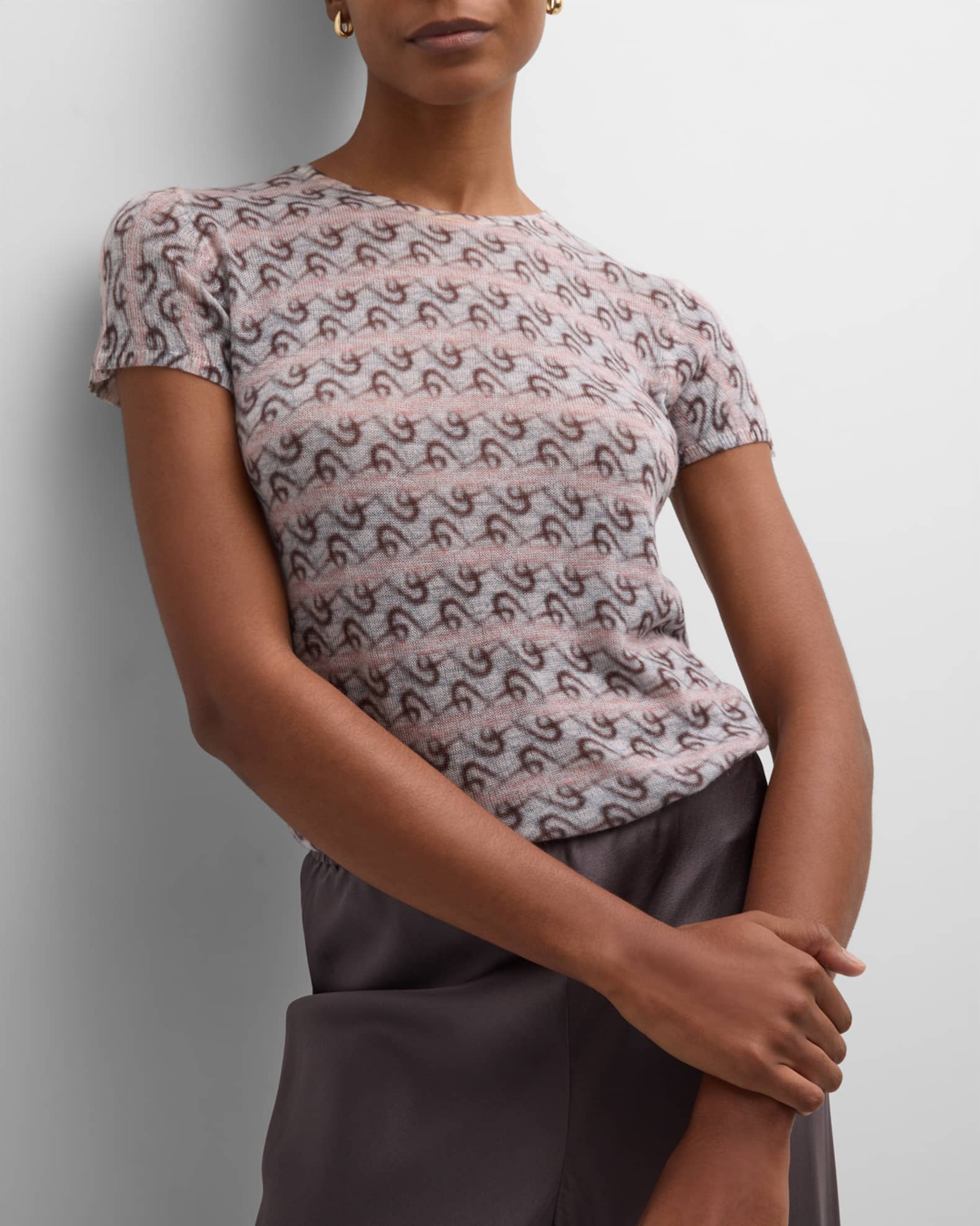 TSE Cashmere Cashmere Abstract-Print Crewneck Pullover | Neiman Marcus
