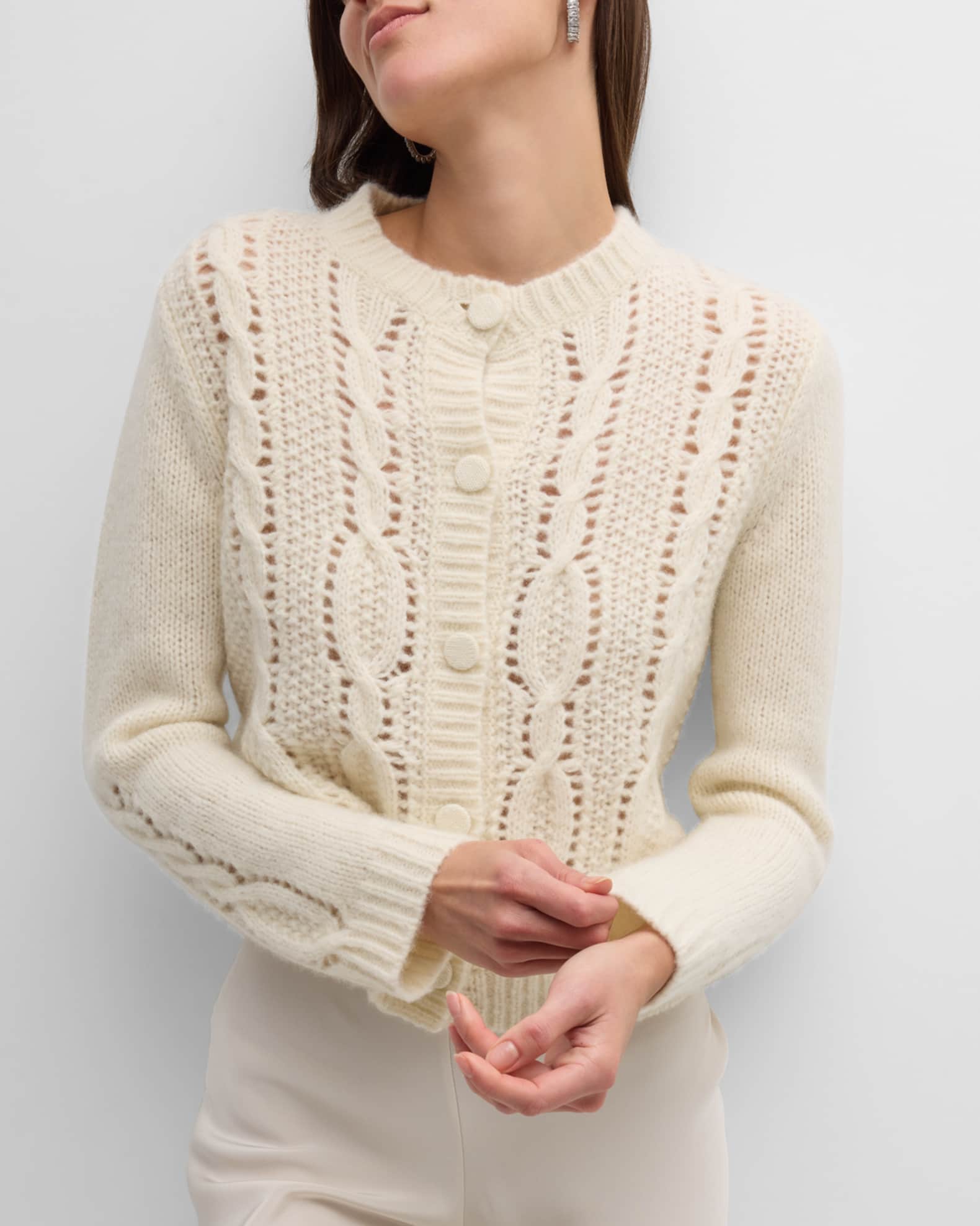 TSE Cashmere Cashmere Cable-Knit Button-Down Cardigan | Neiman Marcus