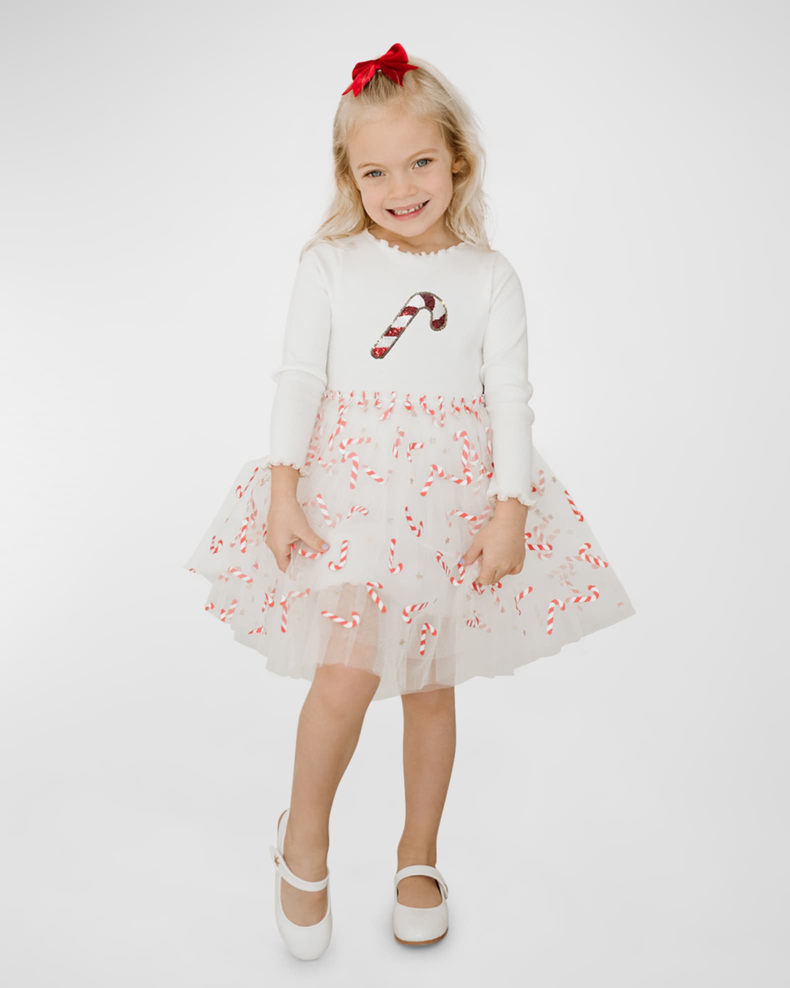 Girl's Candy Cane Combo Tutu Dress | Neiman Marcus