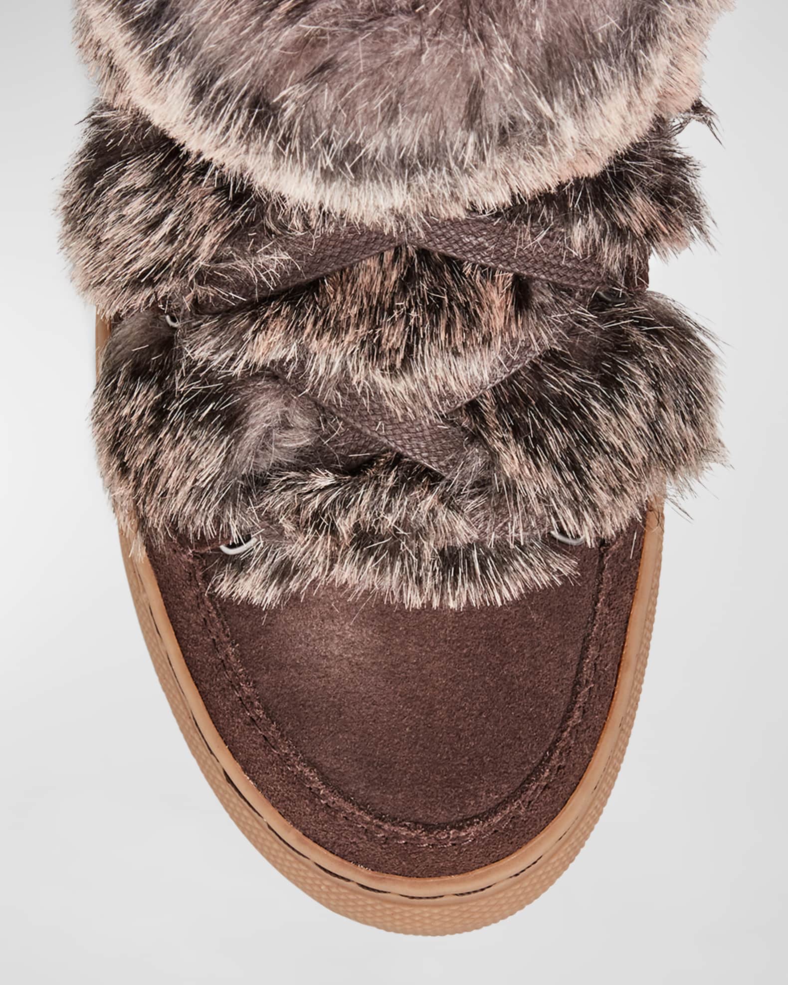 Cougar Dasha Suede Faux Fur Lace-Up Booties | Neiman Marcus