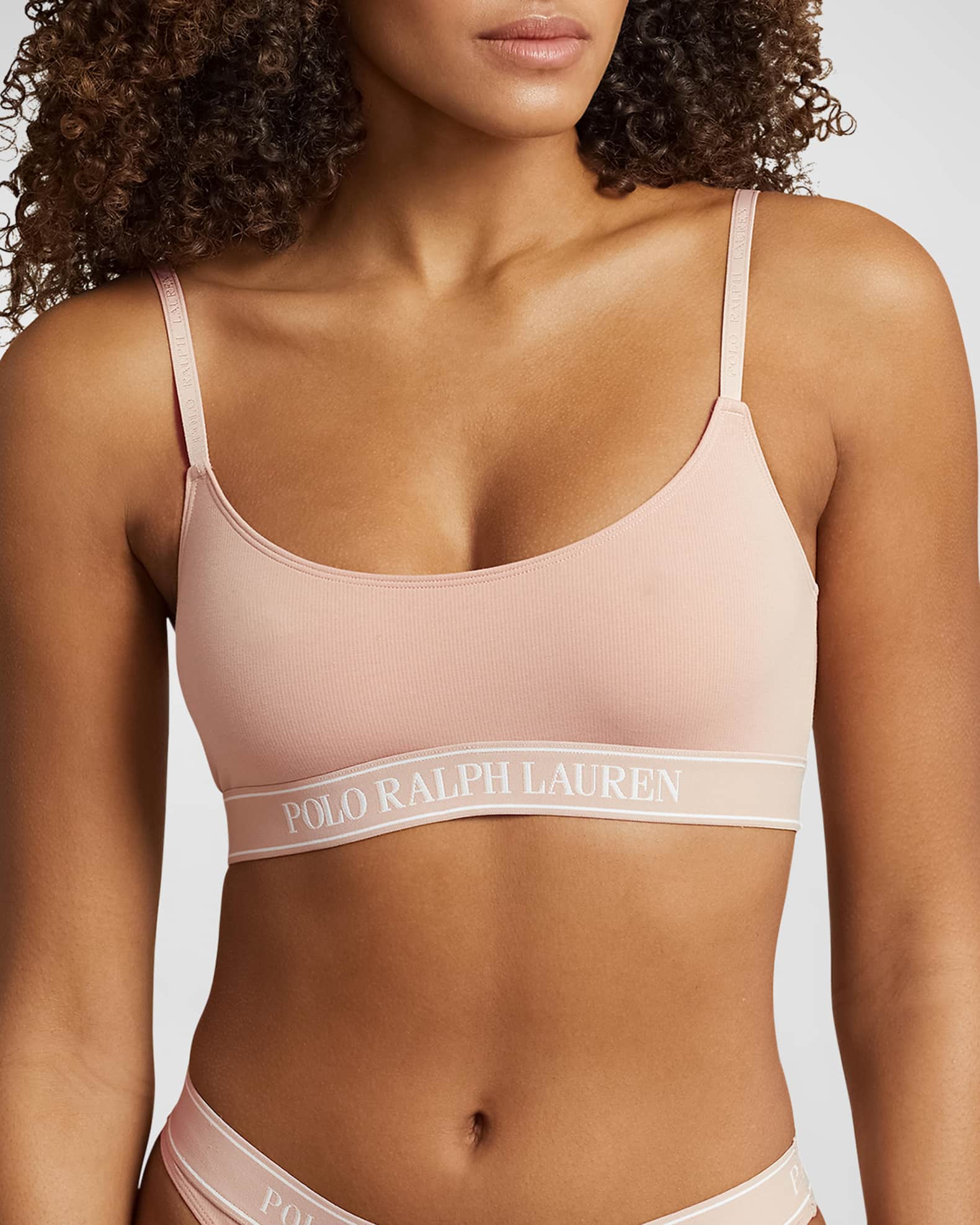 Polo Ralph Lauren Ribbed Scoop-Neck Logo Bralette | Neiman Marcus