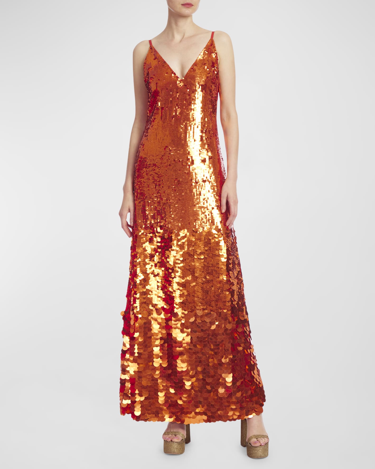 One33 Social Sleeveless Sequin Deep V-Neck Gown | Neiman Marcus
