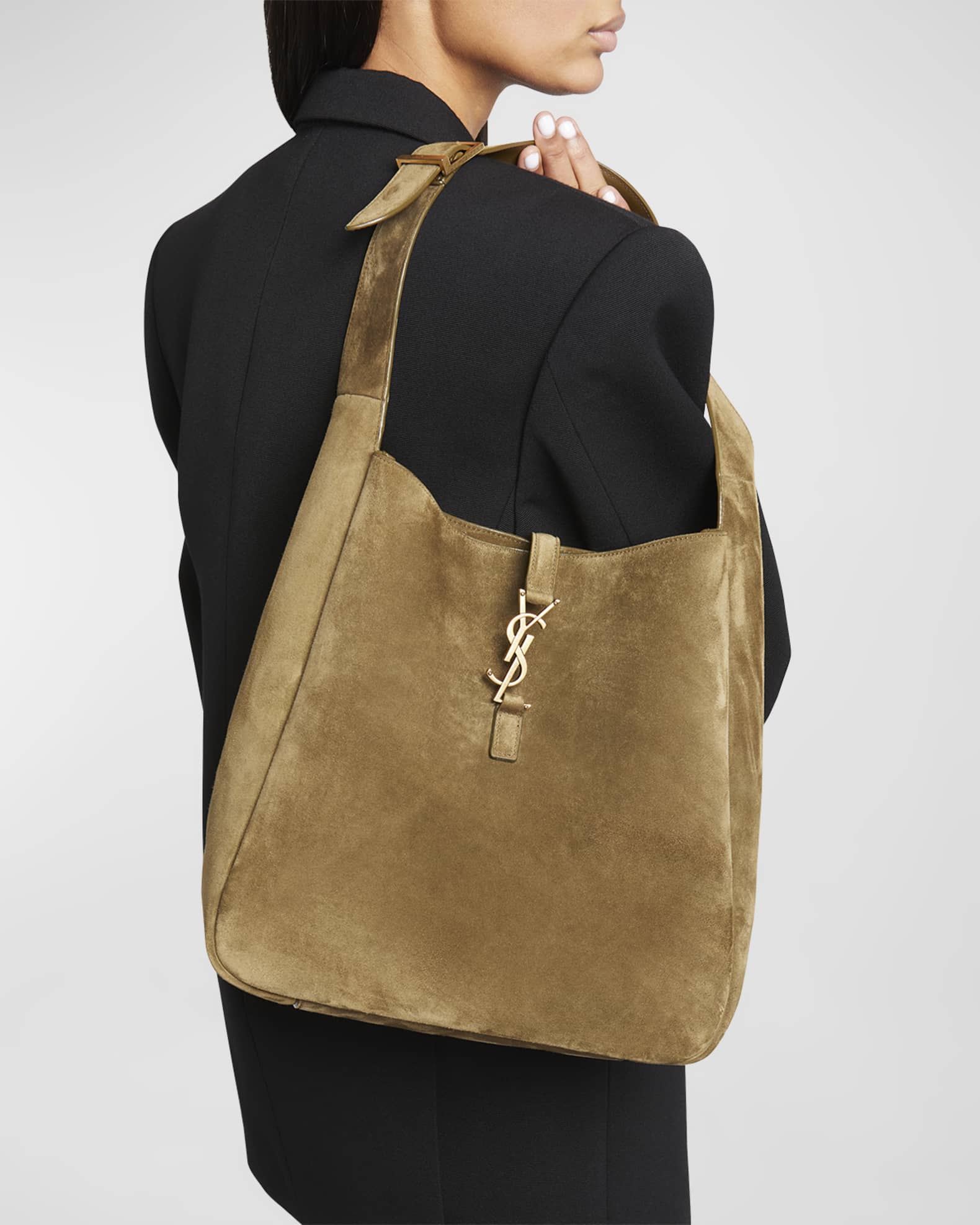 Saint Laurent Le 5 A 7 Large YSL Hobo Bag in Suede | Neiman Marcus