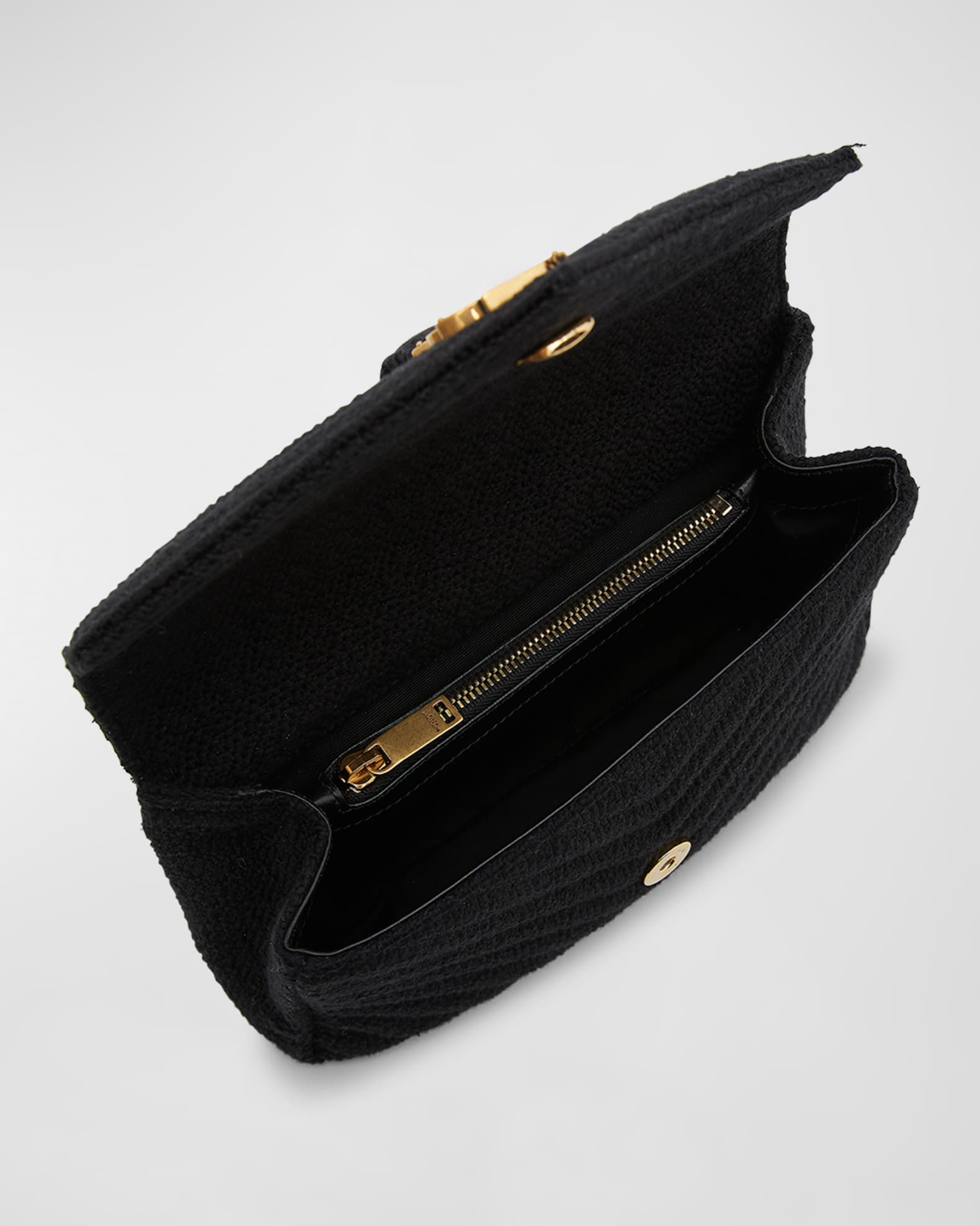 Saint Laurent College Medium Flap YSL Shoulder Bag in Quilted Tweed | Neiman Marcus