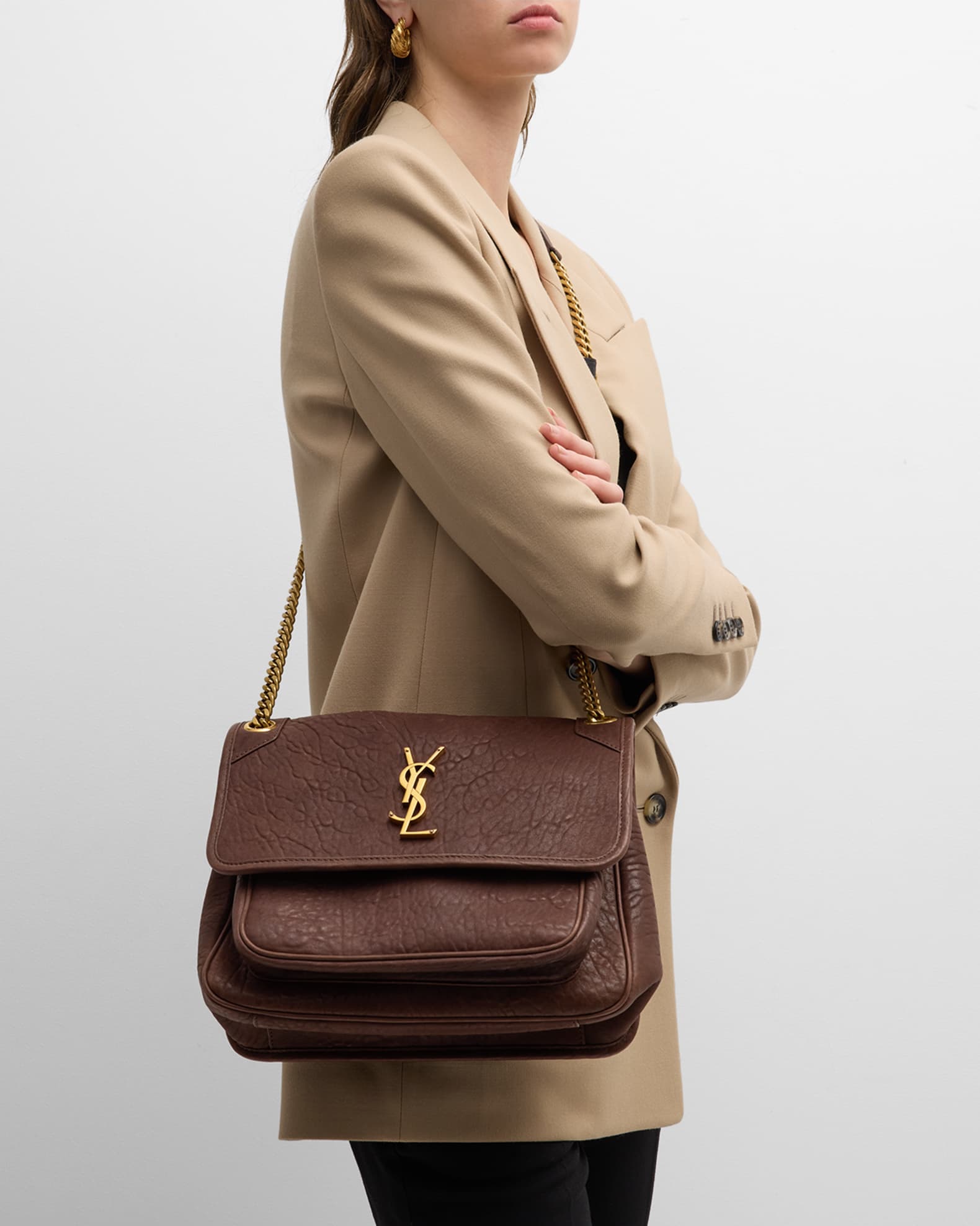 Saint Laurent Niki Medium Flap YSL Shoulder Bag in Leather | Neiman Marcus