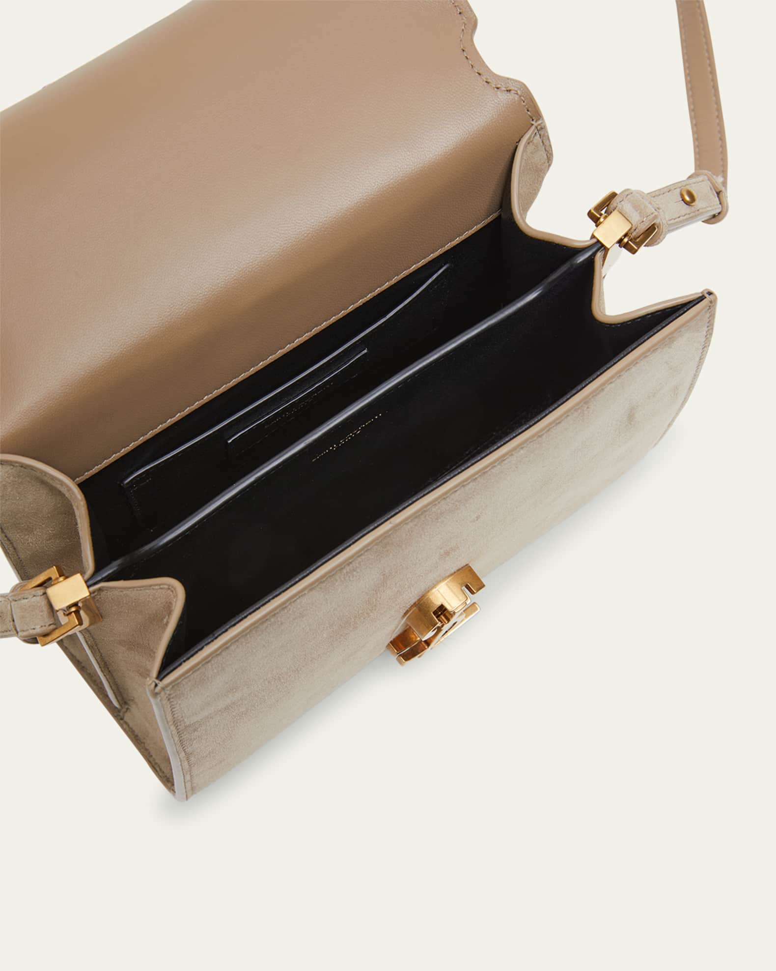 Saint Laurent Cassandra Mini YSL Top-Handle Crossbody Bag in Suede ...