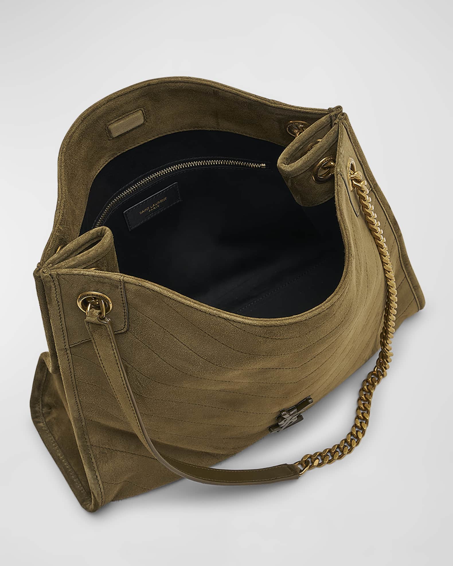 Saint Laurent Niki Medium YSL Shopper Tote Bag in Quilted Suede ...