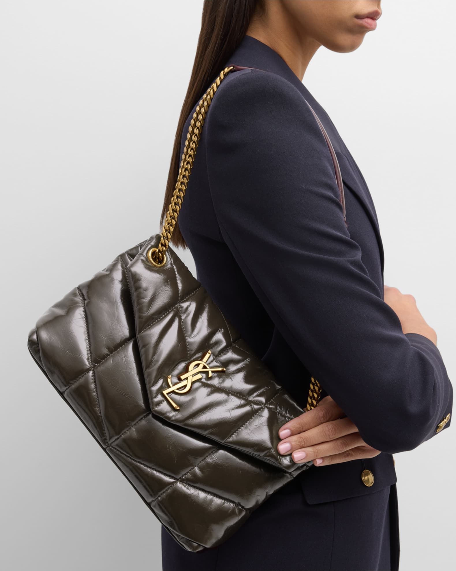 Saint Laurent Lou Puffer Small YSL Shoulder Bag in Quilted Smooth ...