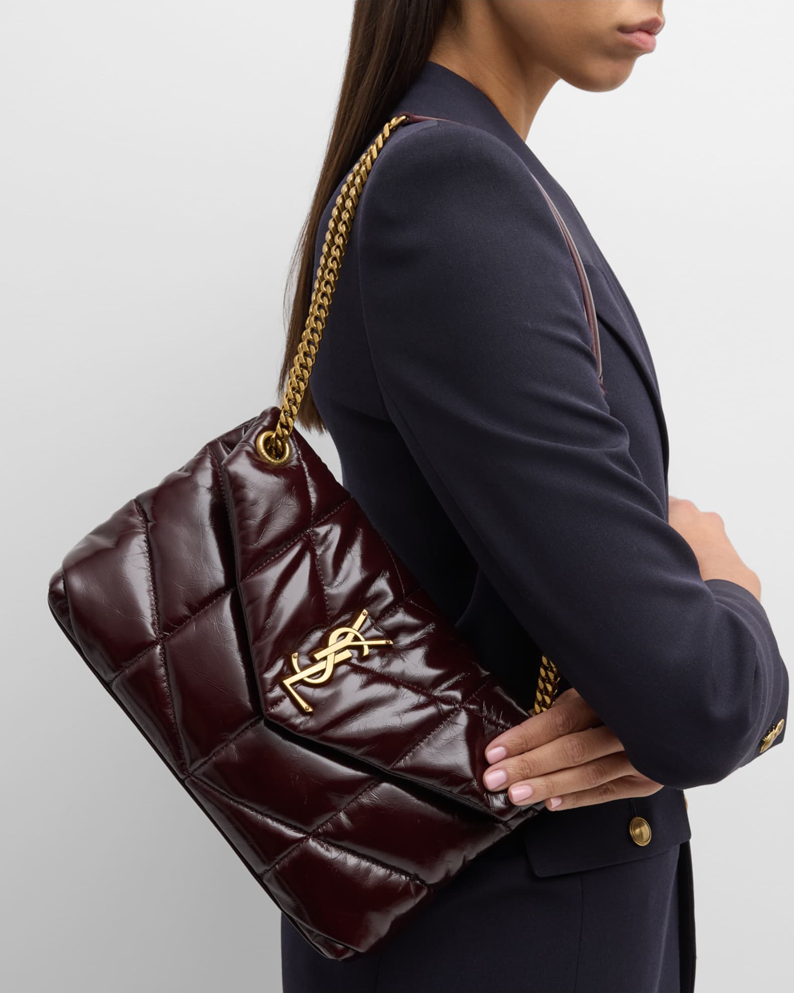 Saint Laurent Lou Puffer Small YSL Shoulder Bag in Quilted Smooth ...