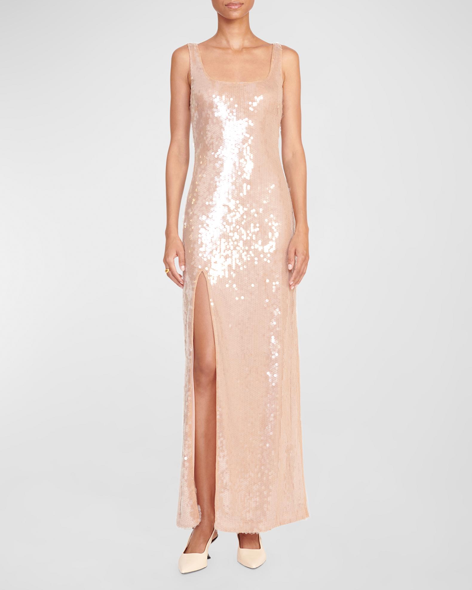 STAUD Le Sable Sequin Slit Maxi Dress | Neiman Marcus