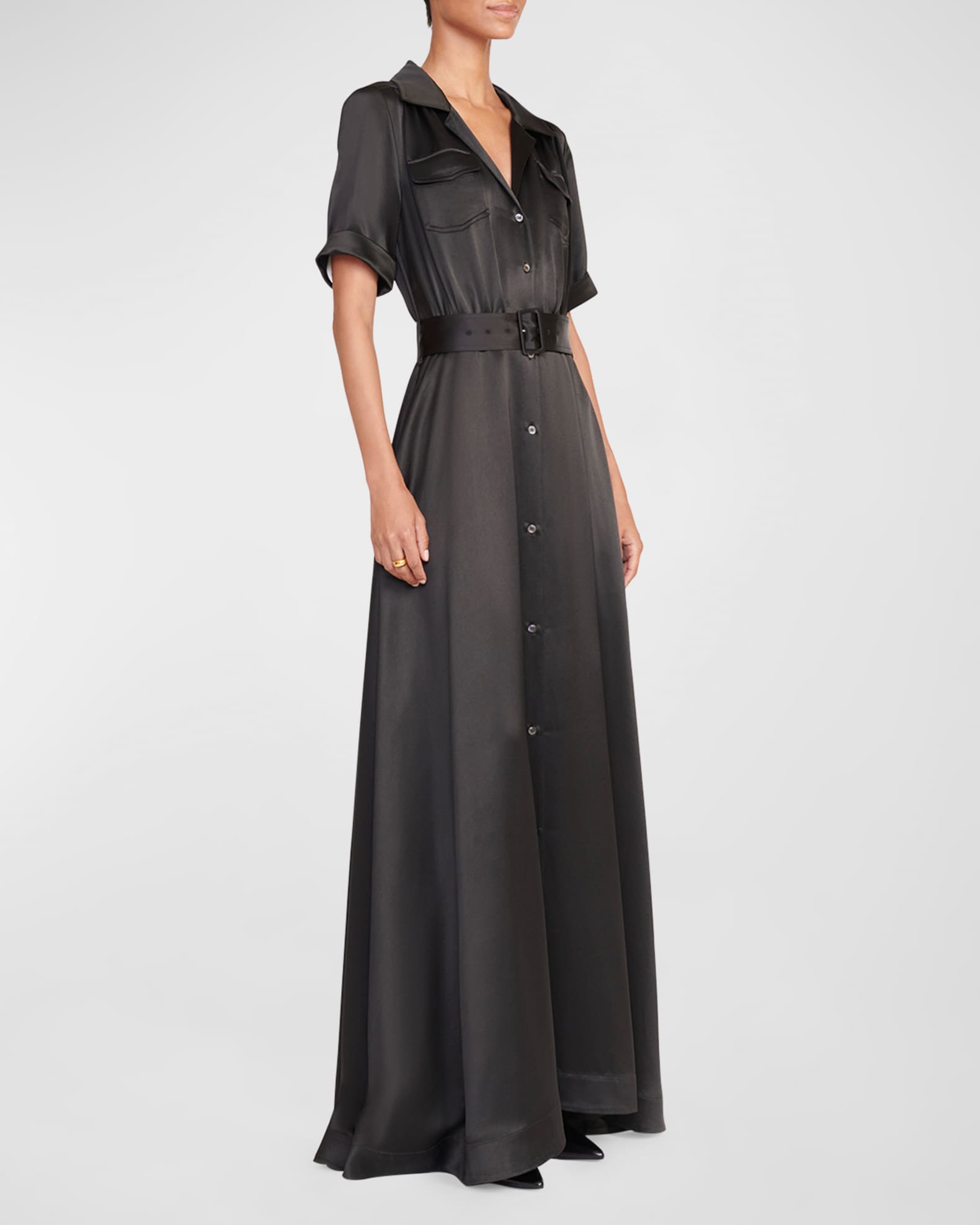 STAUD Millie Belted Short-Sleeve Maxi Dress | Neiman Marcus