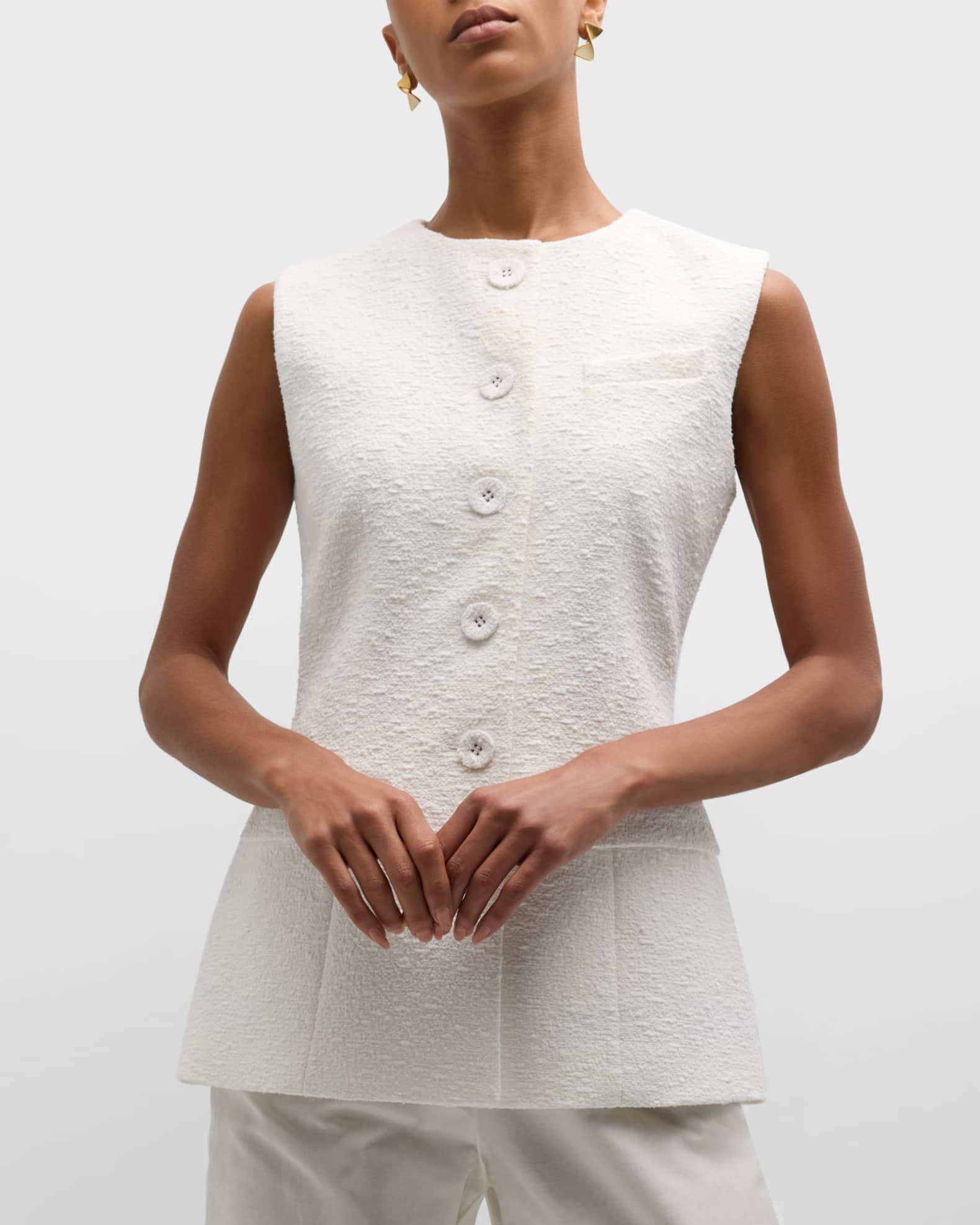 Anna Quan Bailey Sleeveless Button-Front Top | Neiman Marcus