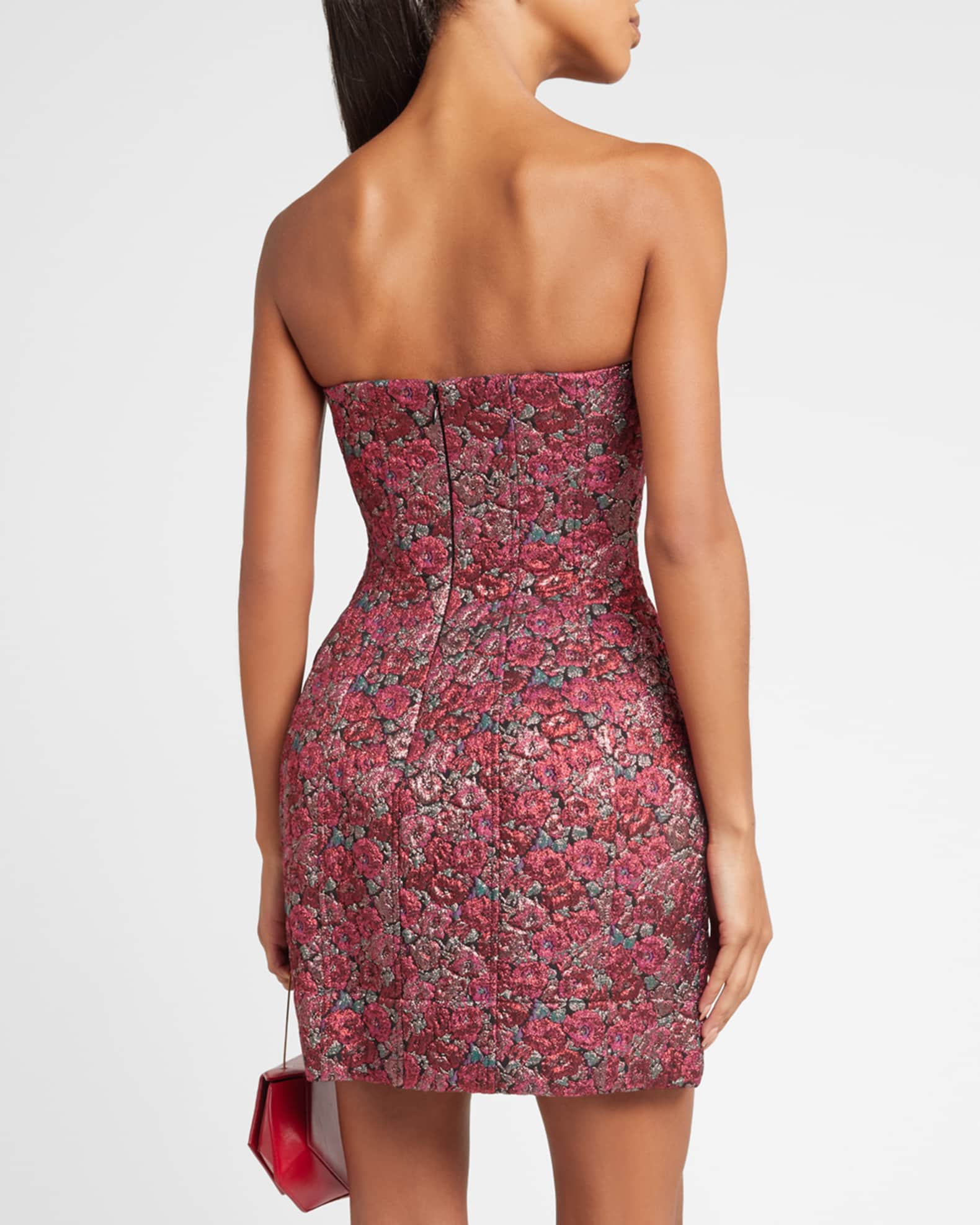 Liv Foster Strapless Floral Jacquard Mini Dress | Neiman Marcus