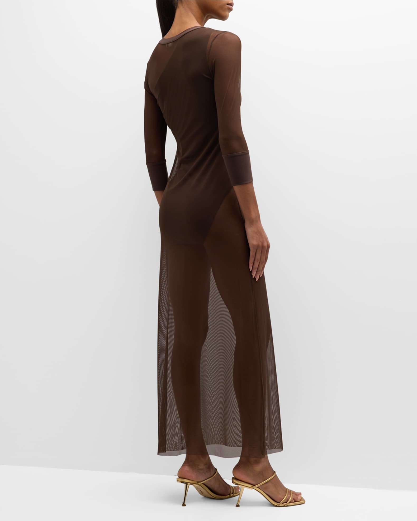 Norma Kamali Semi-Sheer Mesh Maxi Dress | Neiman Marcus