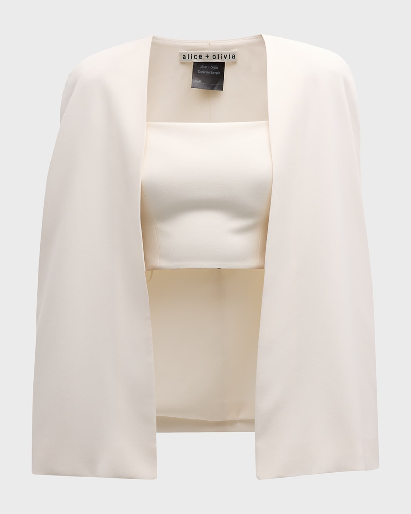 Alice + Olivia Marica Square-Neck Crop Top with Matching Cape Overlay ...