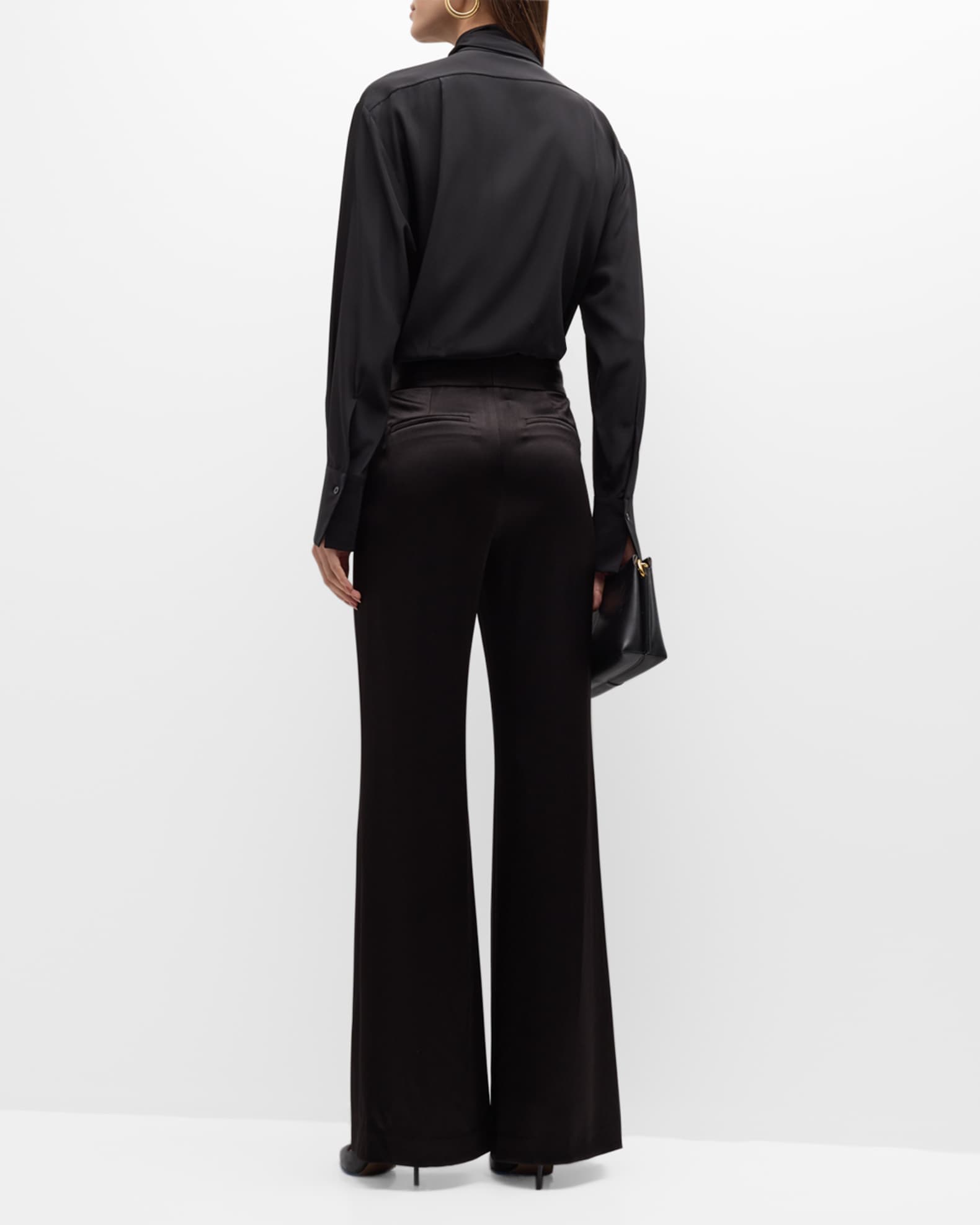 Alice + Olivia Dylan High-Rise Wide-Leg Satin Pants | Neiman Marcus