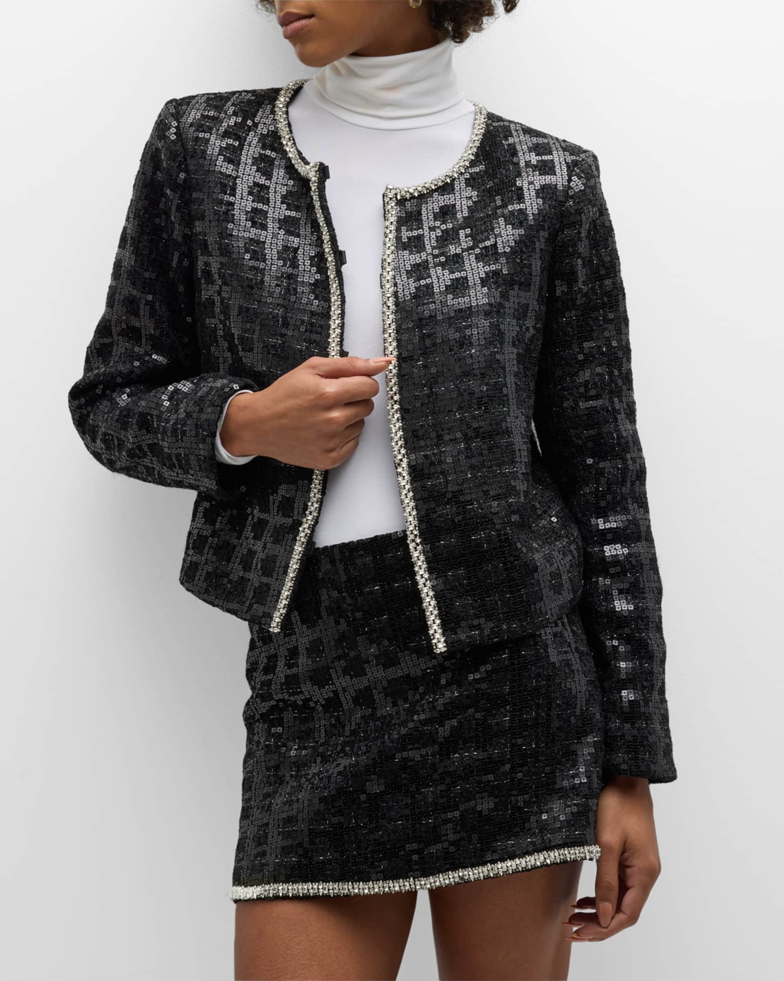 Alice + Olivia Kidman Sequin Tweed Jacket | Neiman Marcus