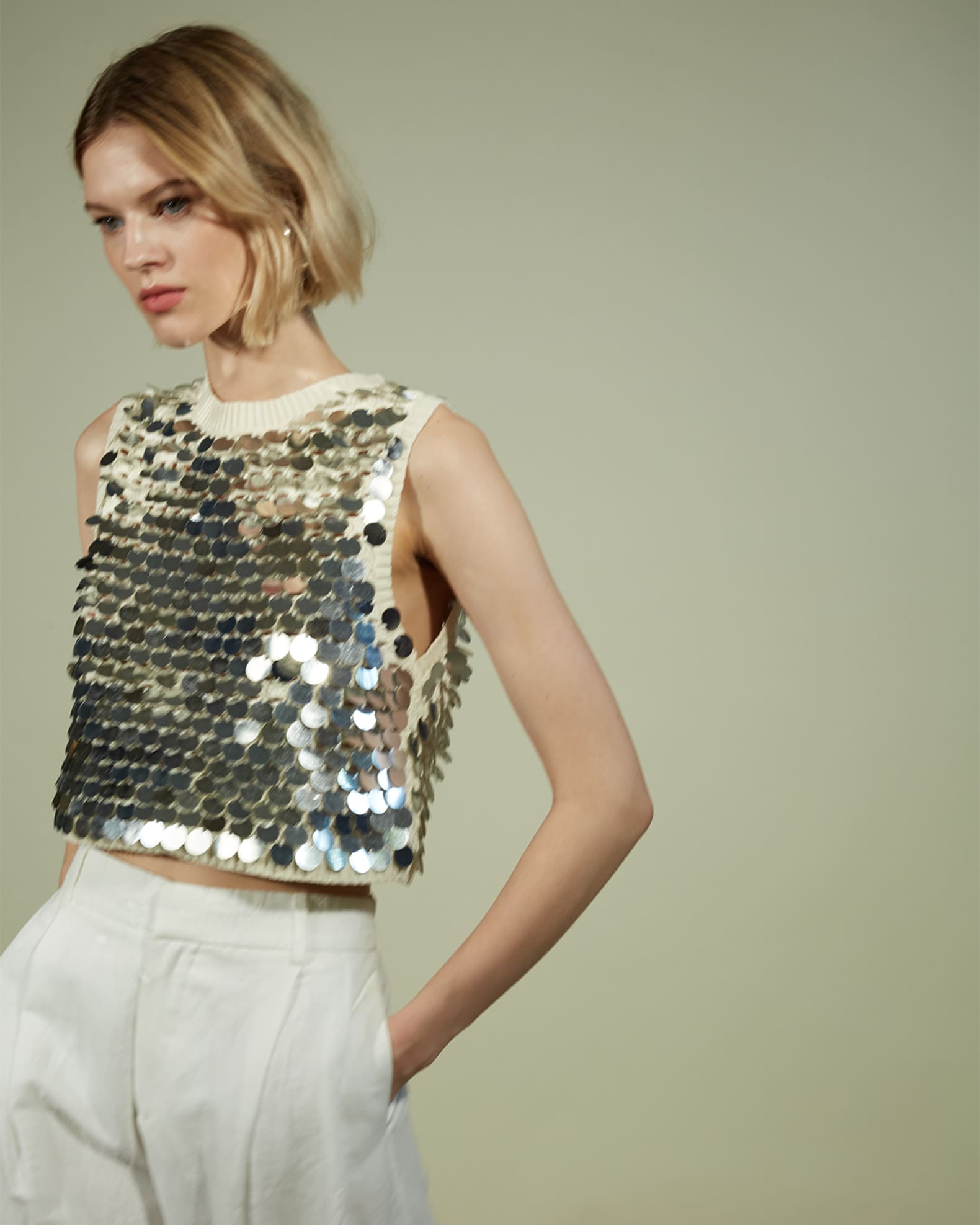 ELEVEN SIX Cora Crochet Sequin Tank | Neiman Marcus