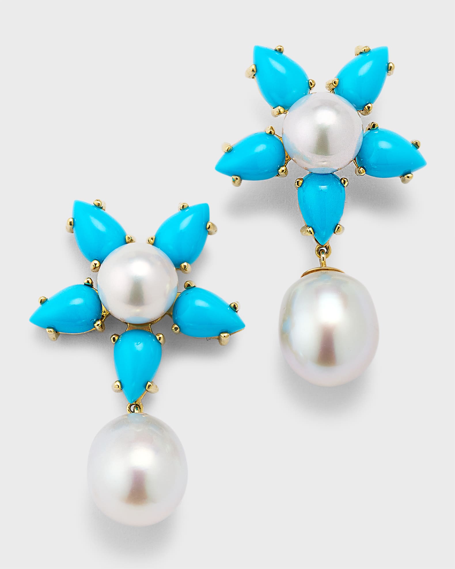 Pearls By Shari 18K Yellow Gold Turquoise, Akoya Pearl and South Sea ...