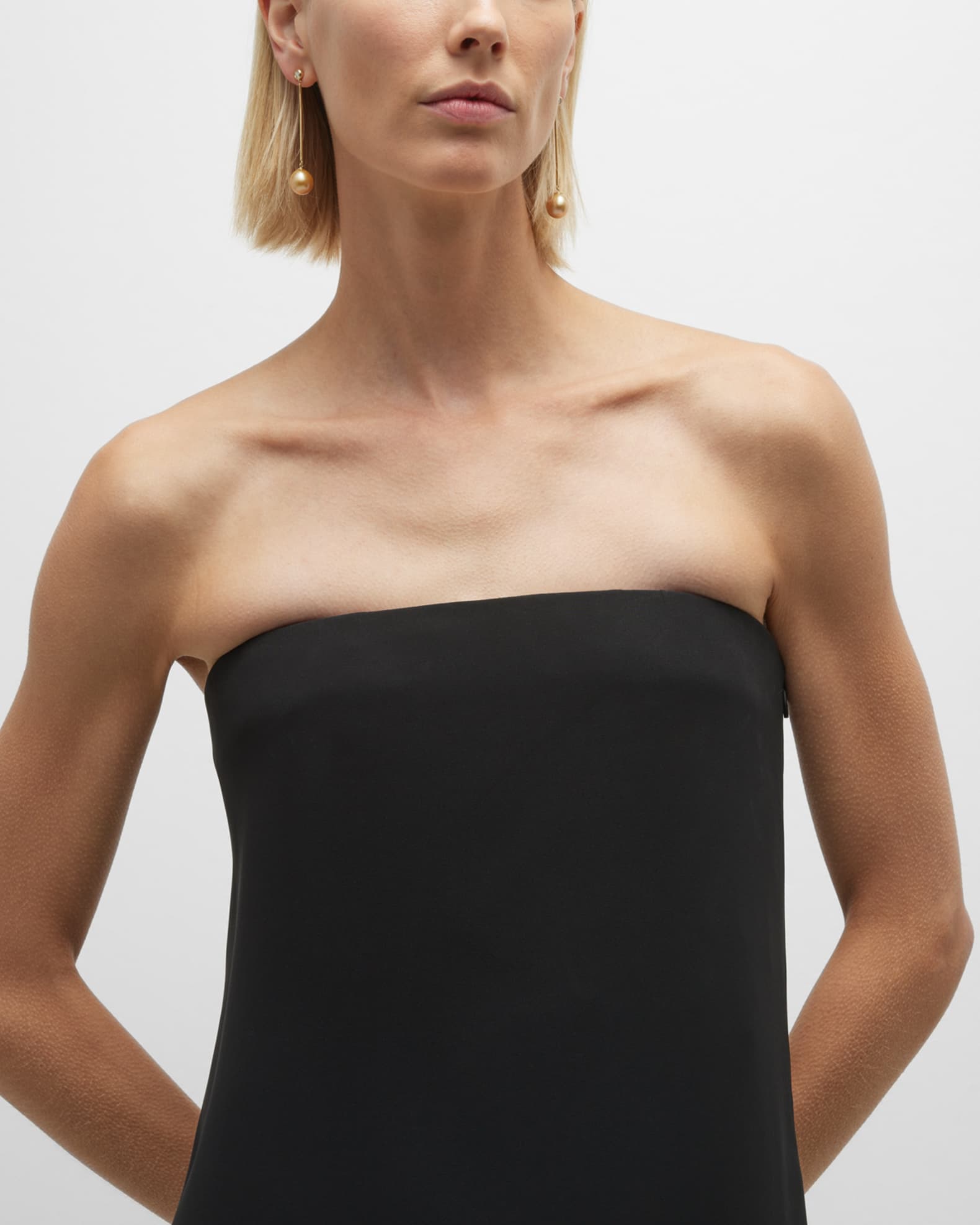 Pearls By Shari 18K Yellow Gold Diamond and Golden Pearl Stick Earrings ...