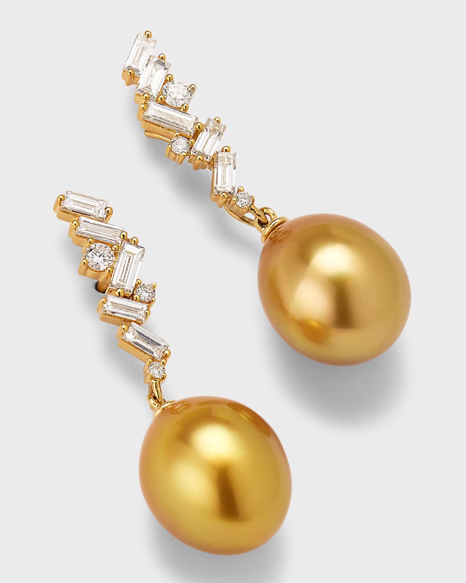 Pearls By Shari 18K Yellow Gold South Sea Golden Pearl and Diamond ...