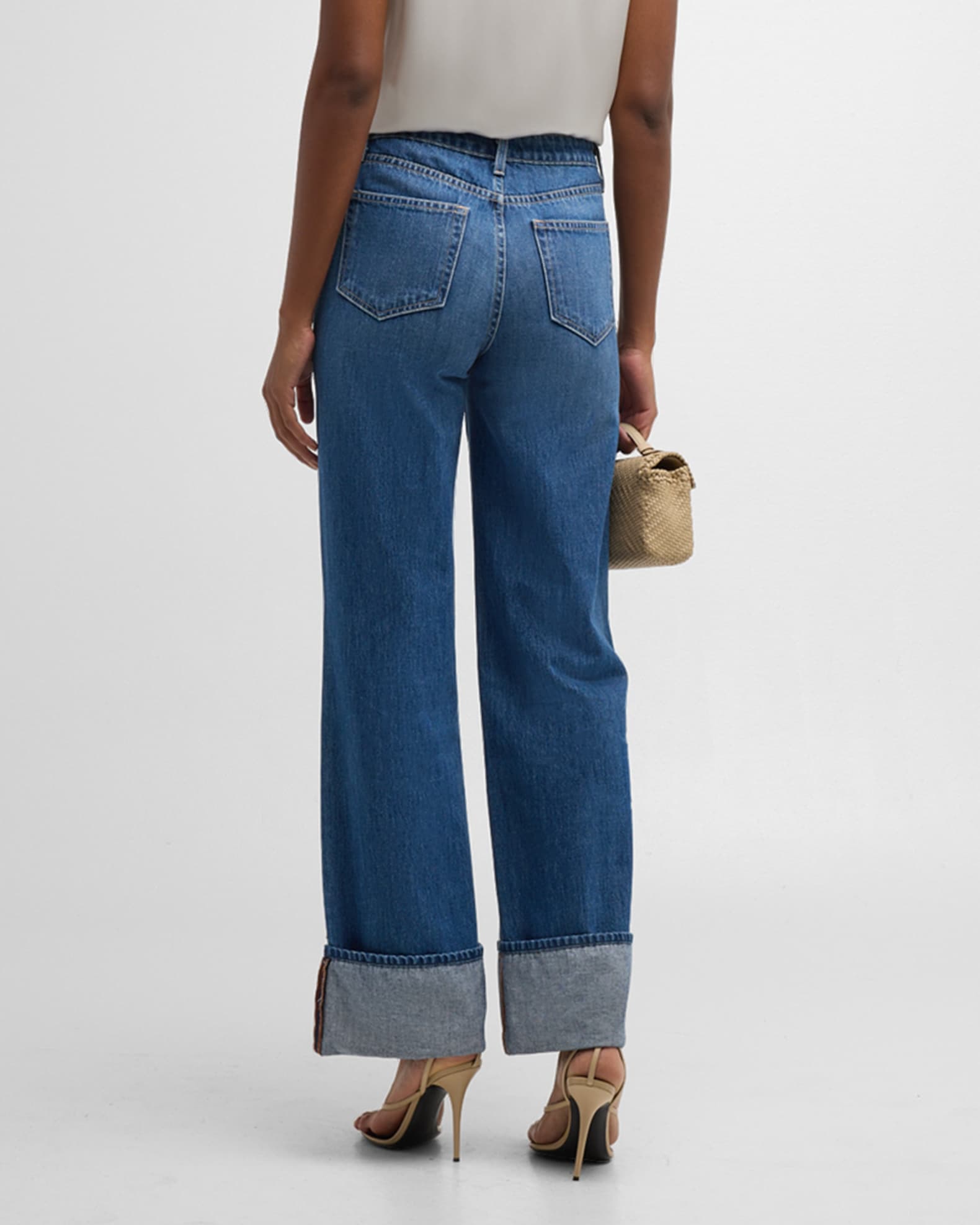 L'Agence Miley Ultra High Rise Wide-Leg Cuffed Jeans | Neiman Marcus