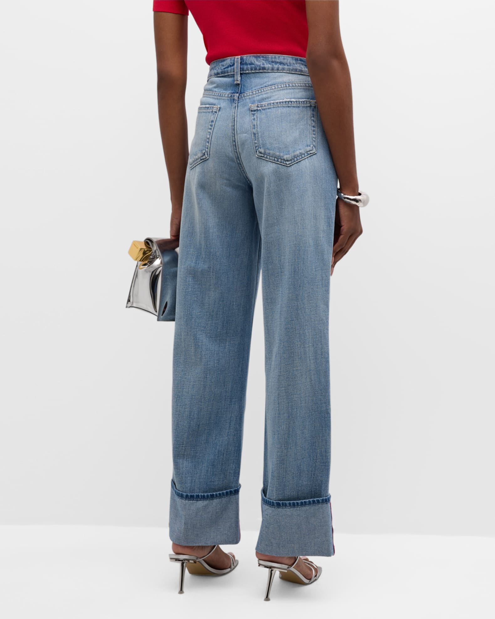 L'Agence Miley Ultra High Rise Wide-Leg Cuffed Jeans | Neiman Marcus